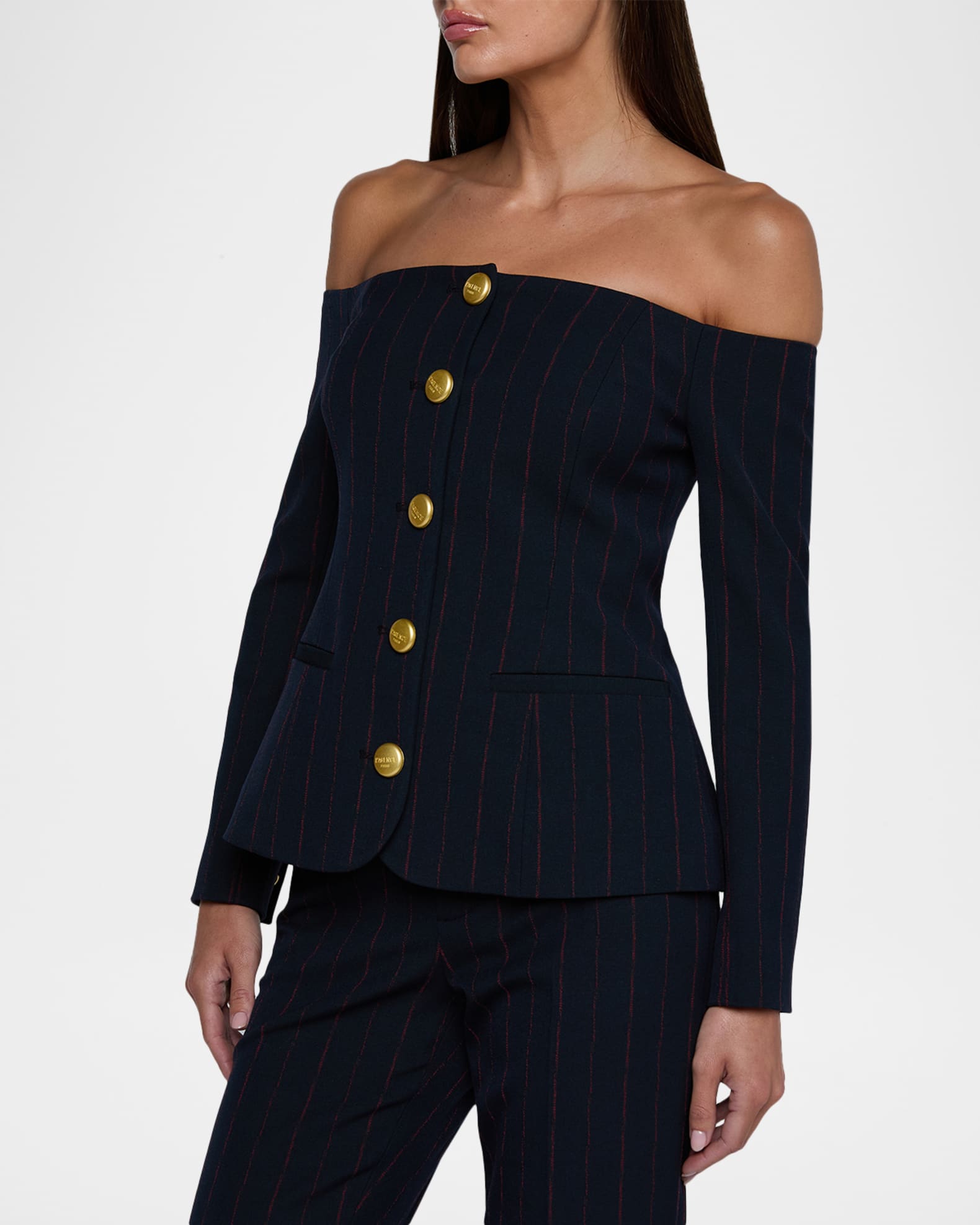 L'Agence Alice Off-Shoulder Blazer Top | Neiman Marcus