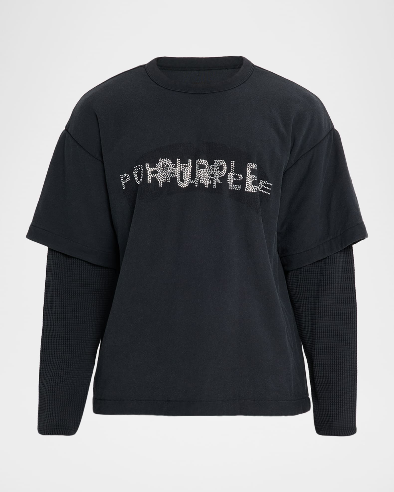 PURPLE Men's Sequin Logo Long Sleeve T-Shirt | Neiman Marcus