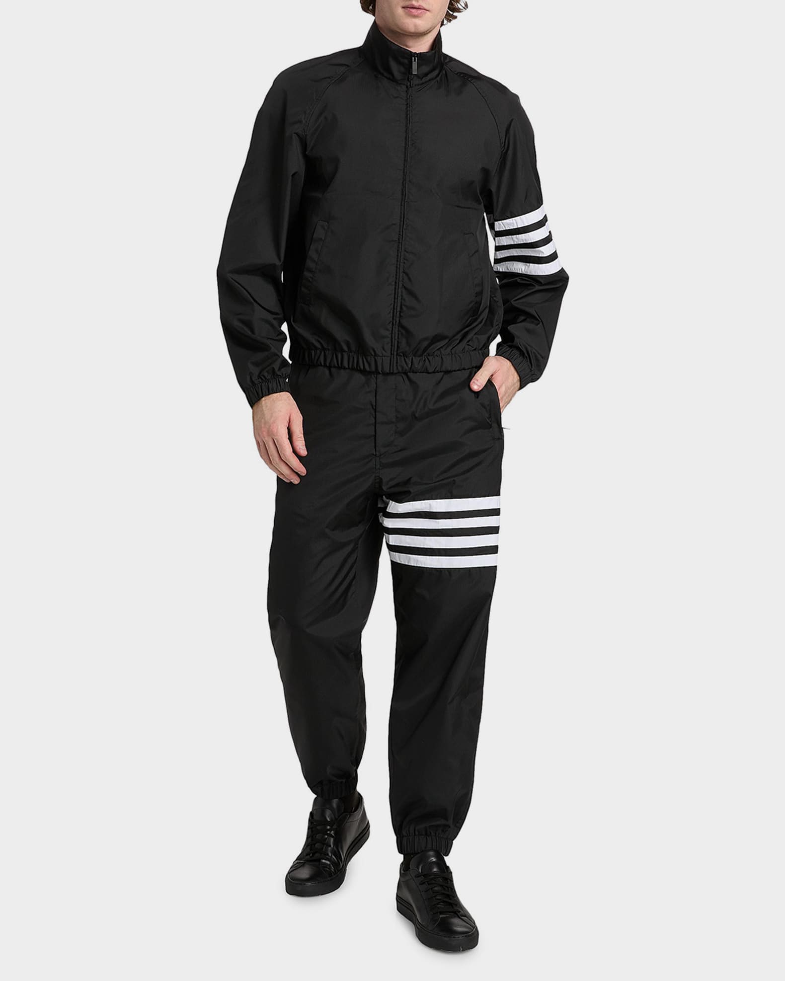Thom Browne Men's Shiny Ripstop 4-Bar Track Pants | Neiman Marcus
