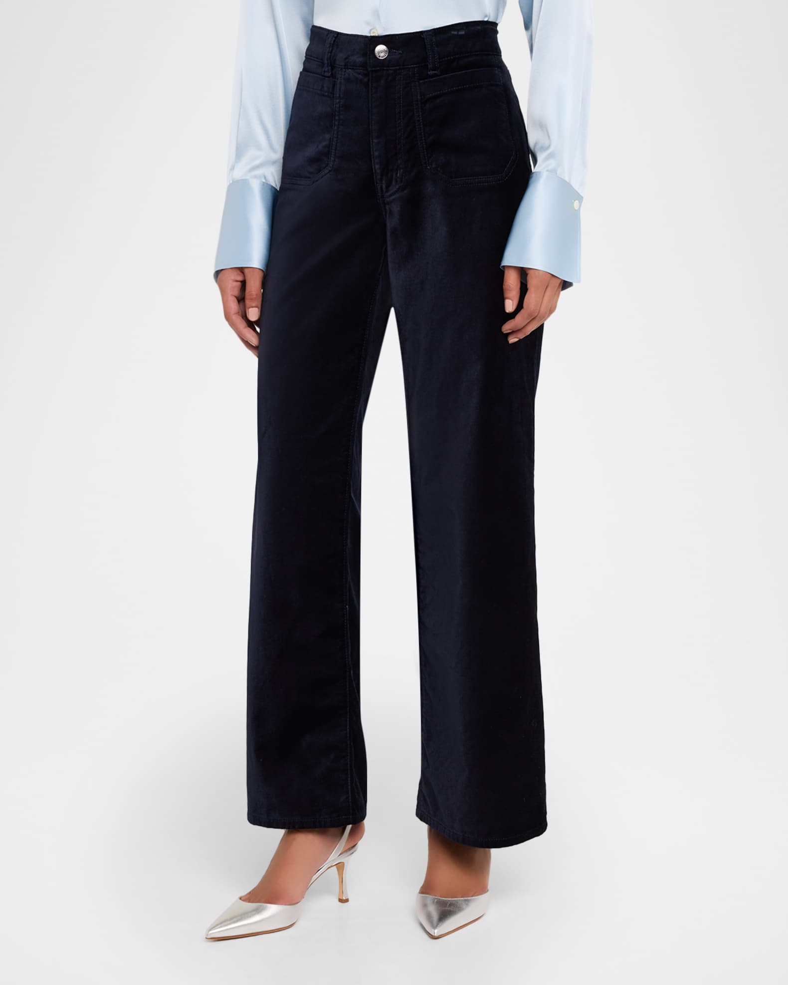 FRAME Le Slim Palazzo Velvet Jeans | Neiman Marcus
