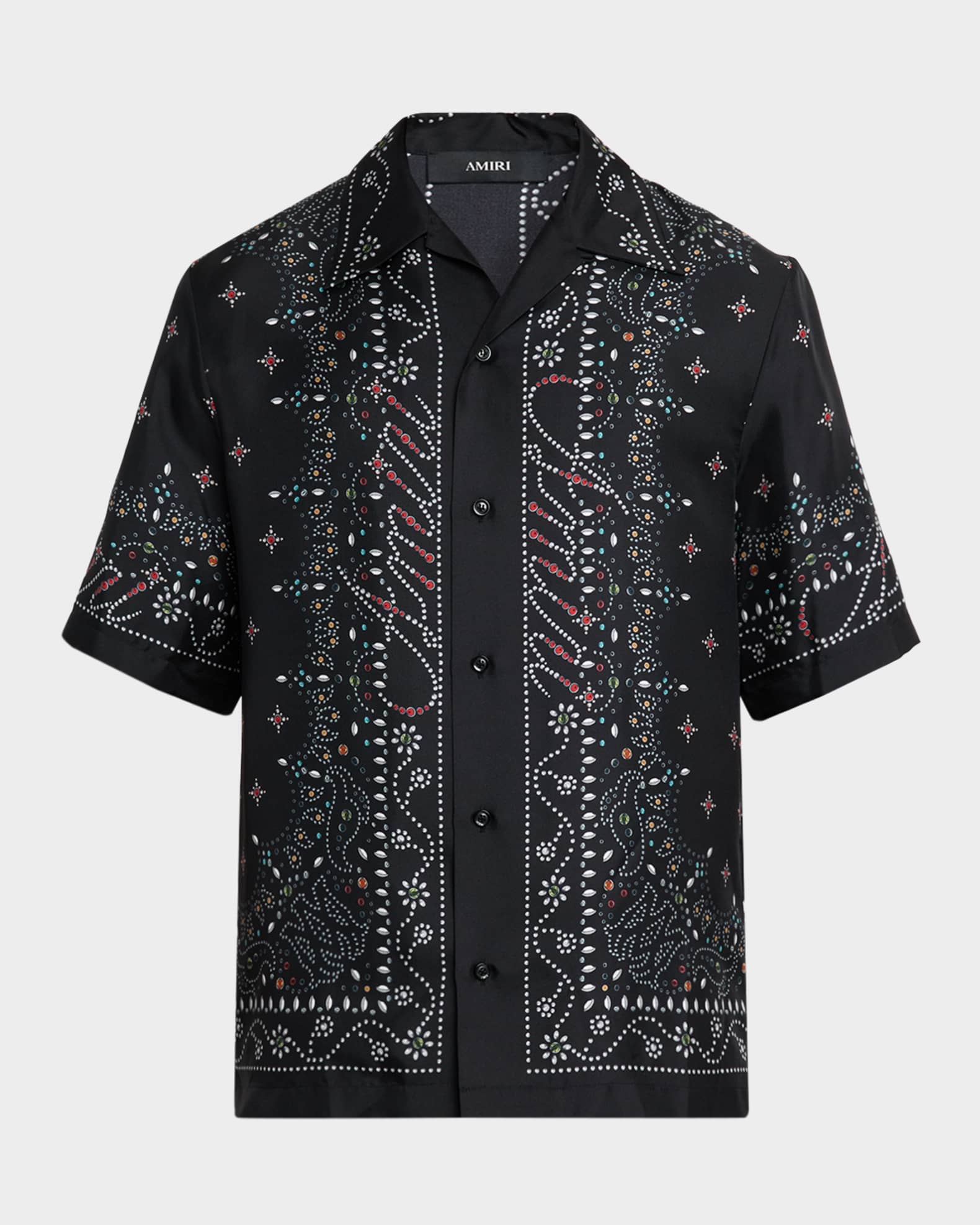Amiri Men's Silk Crystal Print Bowling Shirt | Neiman Marcus