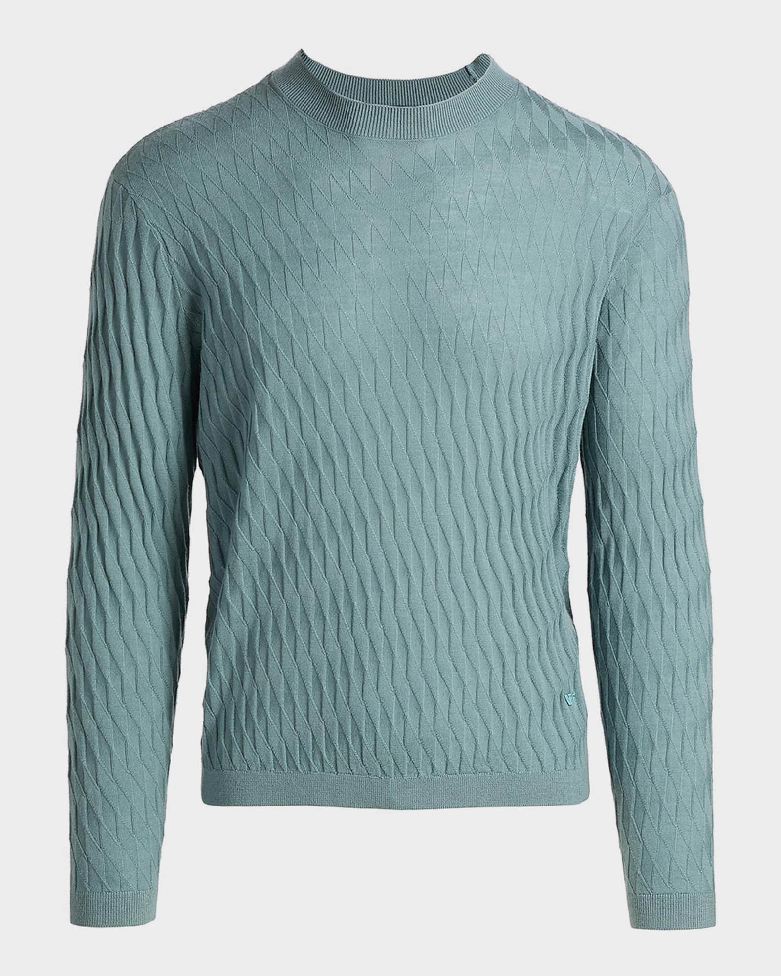 Emporio Armani Men's Wool Tonal Jacquard Crewneck Sweater | Neiman Marcus