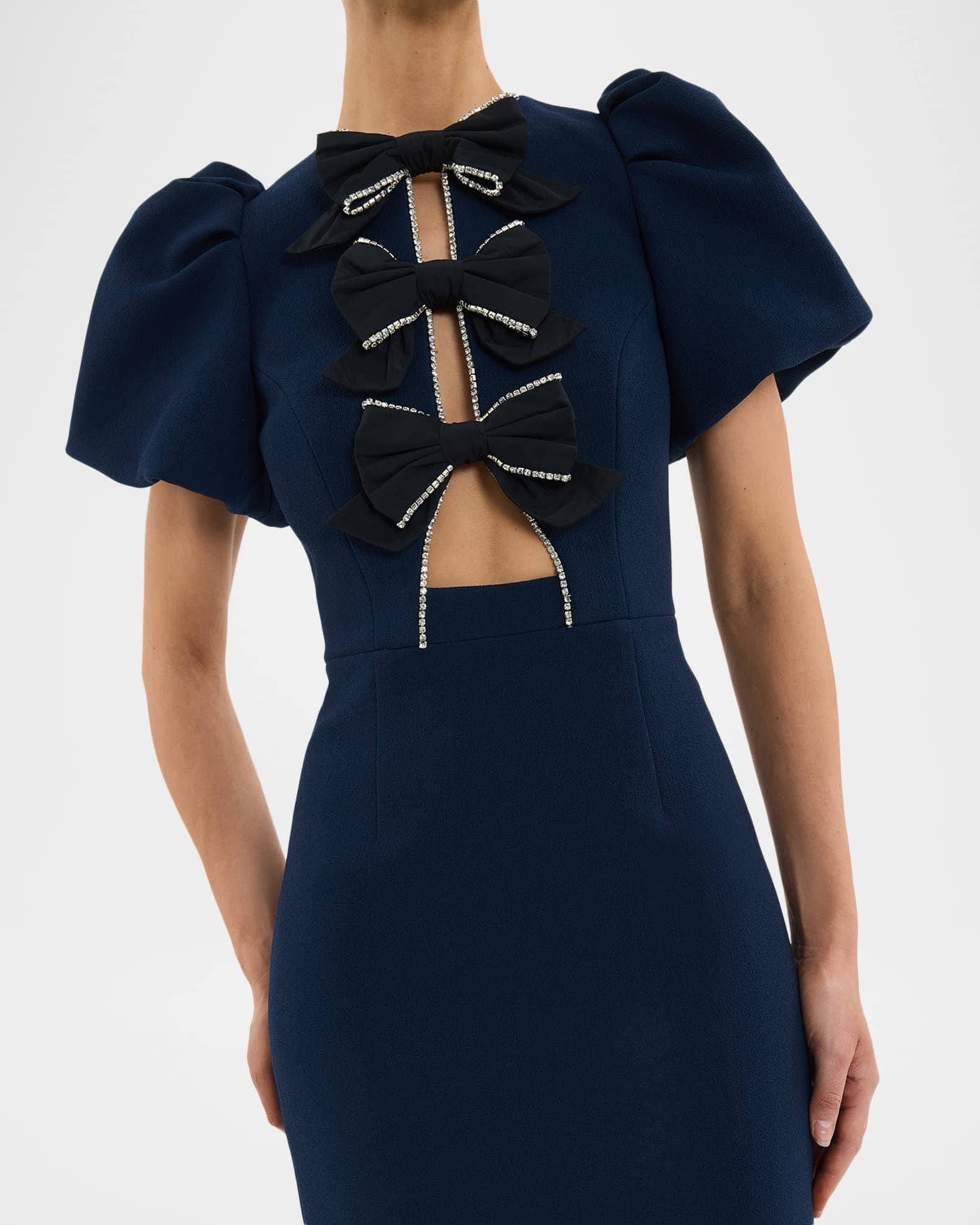 REBECCA VALLANCE Nemy Bow-Embellished Cutout Crepe Midi Dress | Neiman ...