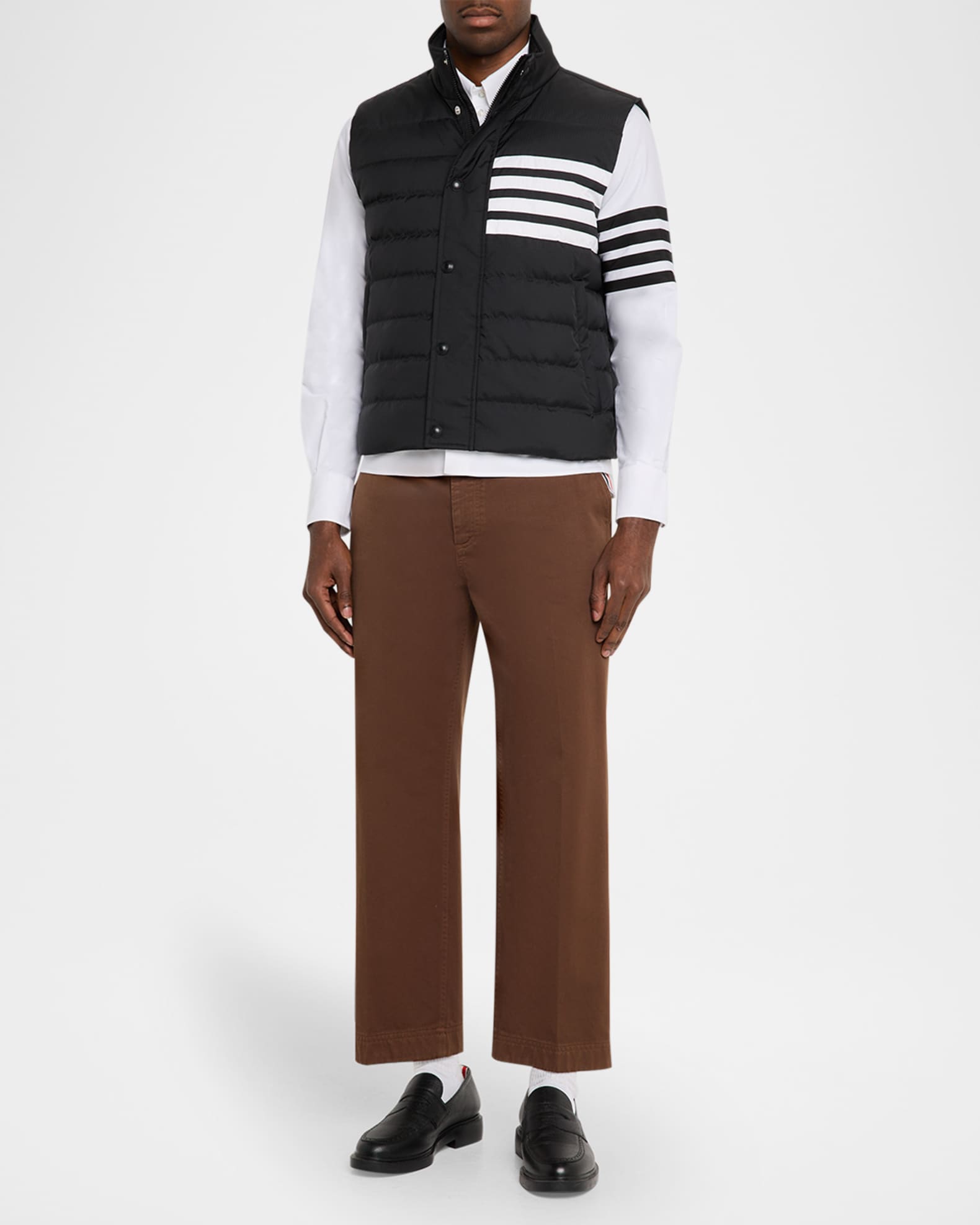 Thom Browne Men's Cotton and Silk Straight Fit 4-Bar Sleeve Sport Shirt ...