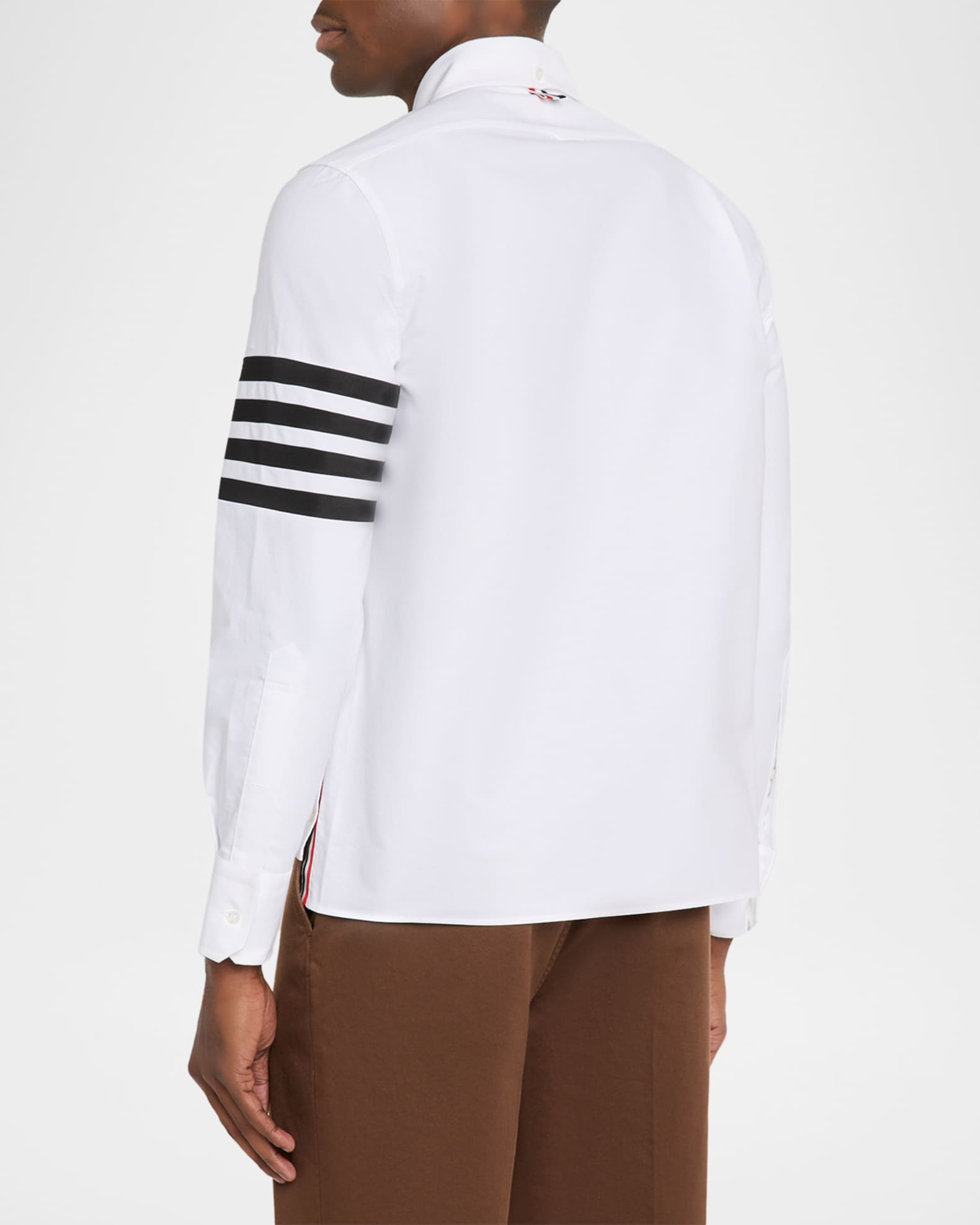 Thom Browne Men's Cotton and Silk Straight Fit 4-Bar Sleeve Sport Shirt ...
