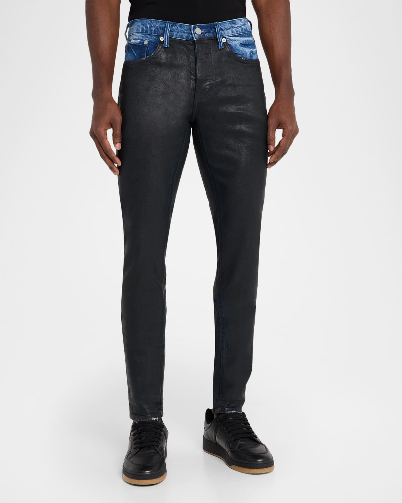 PURPLE Men's Denim Coated Skinny Jeans | Neiman Marcus