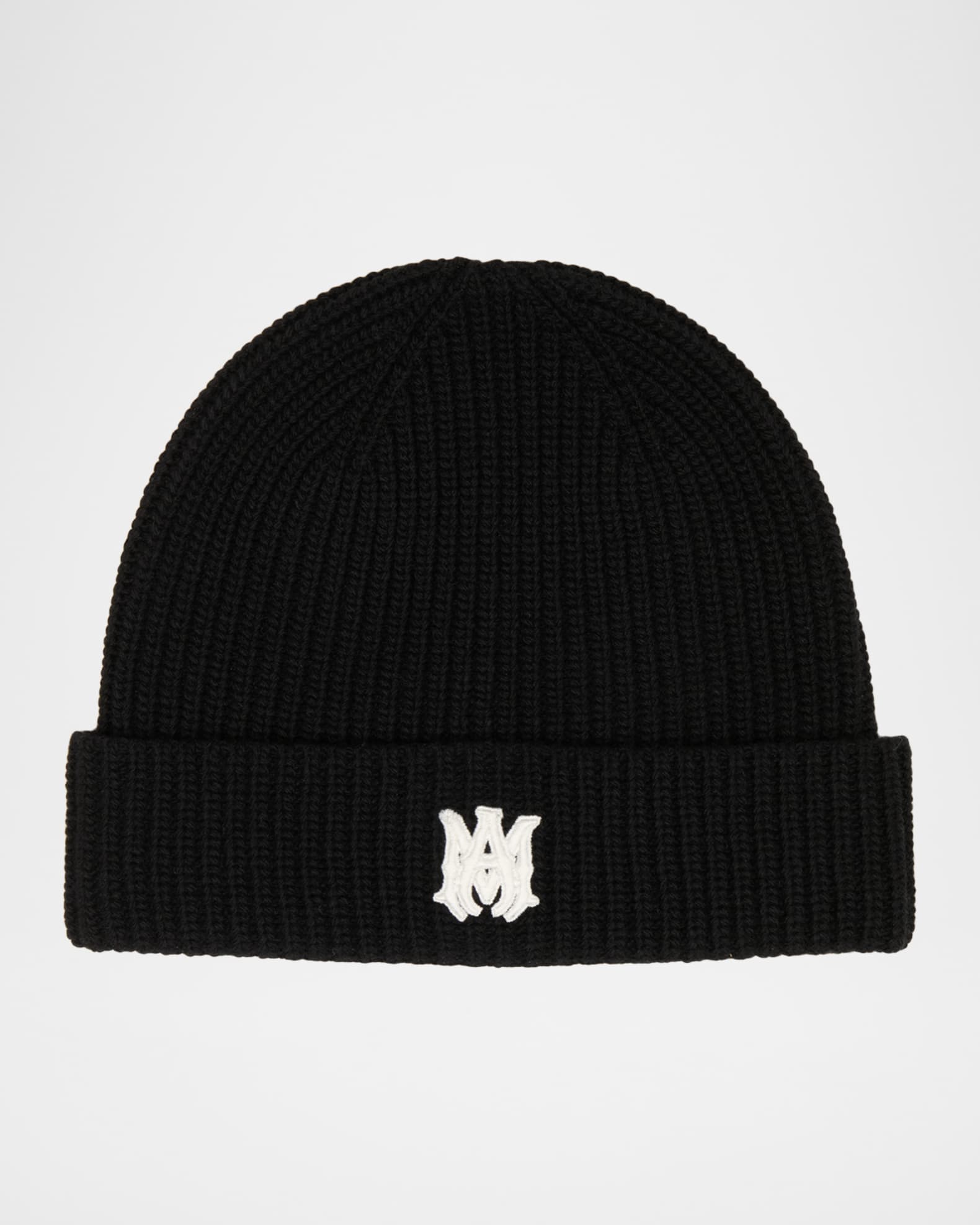 Amiri Men's MA Embroidered Wool Rib Beanie Hat | Neiman Marcus