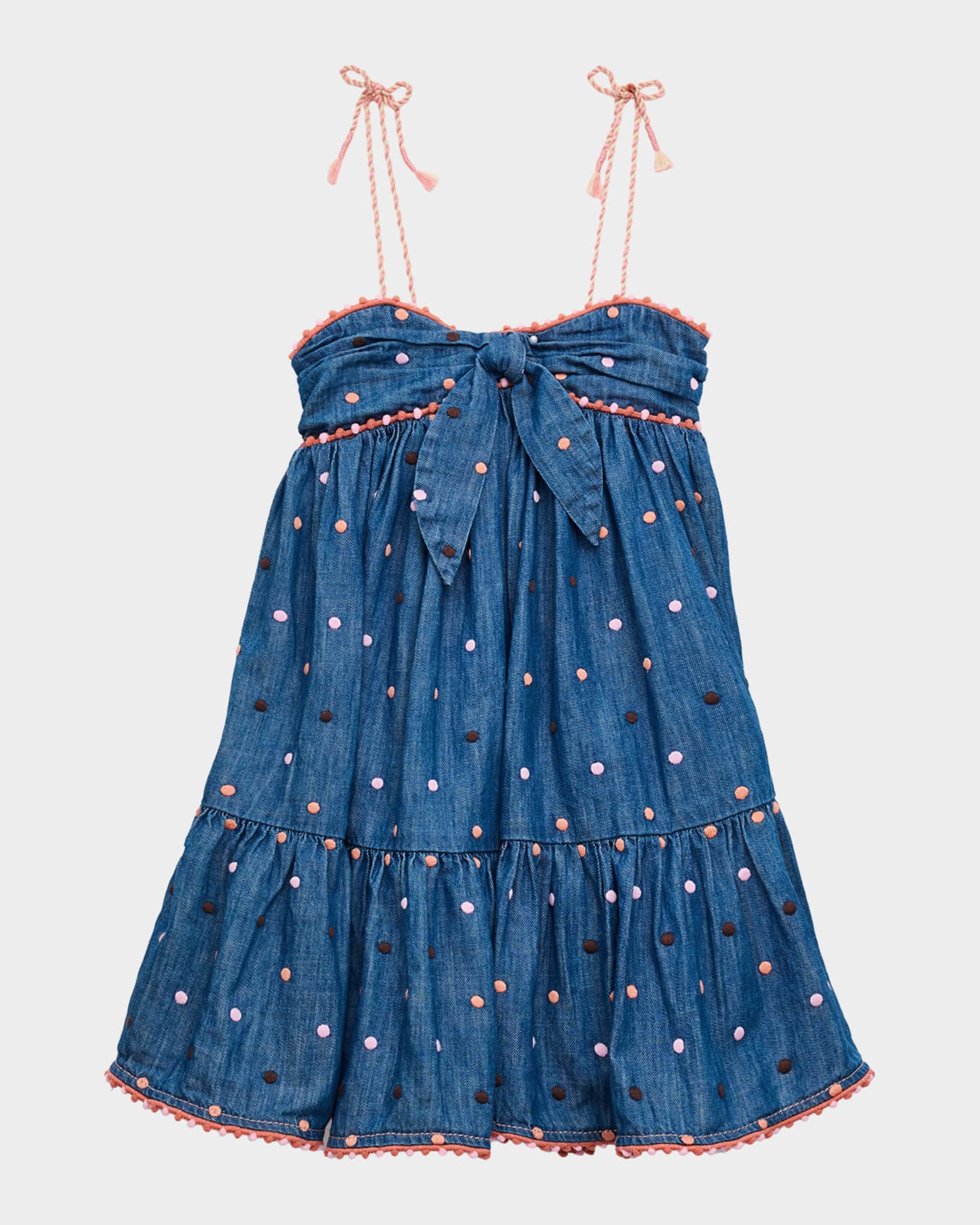 Zimmermann Girl's Awaken Embroidered Denim Dress, Size 1-12 | Neiman Marcus