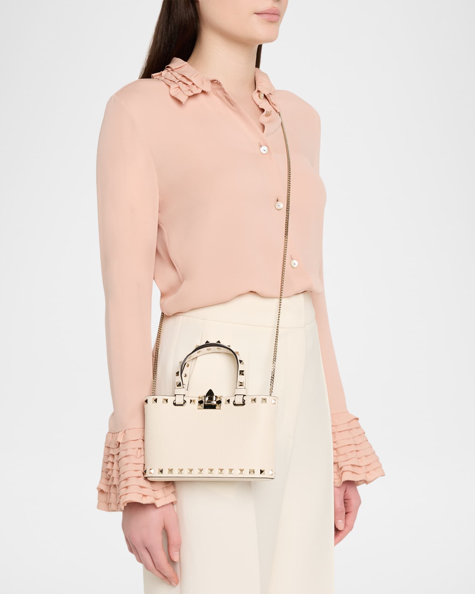 Valentino Garavani Rockstud Mini Grainy Calfskin Shopping Bag | Neiman ...
