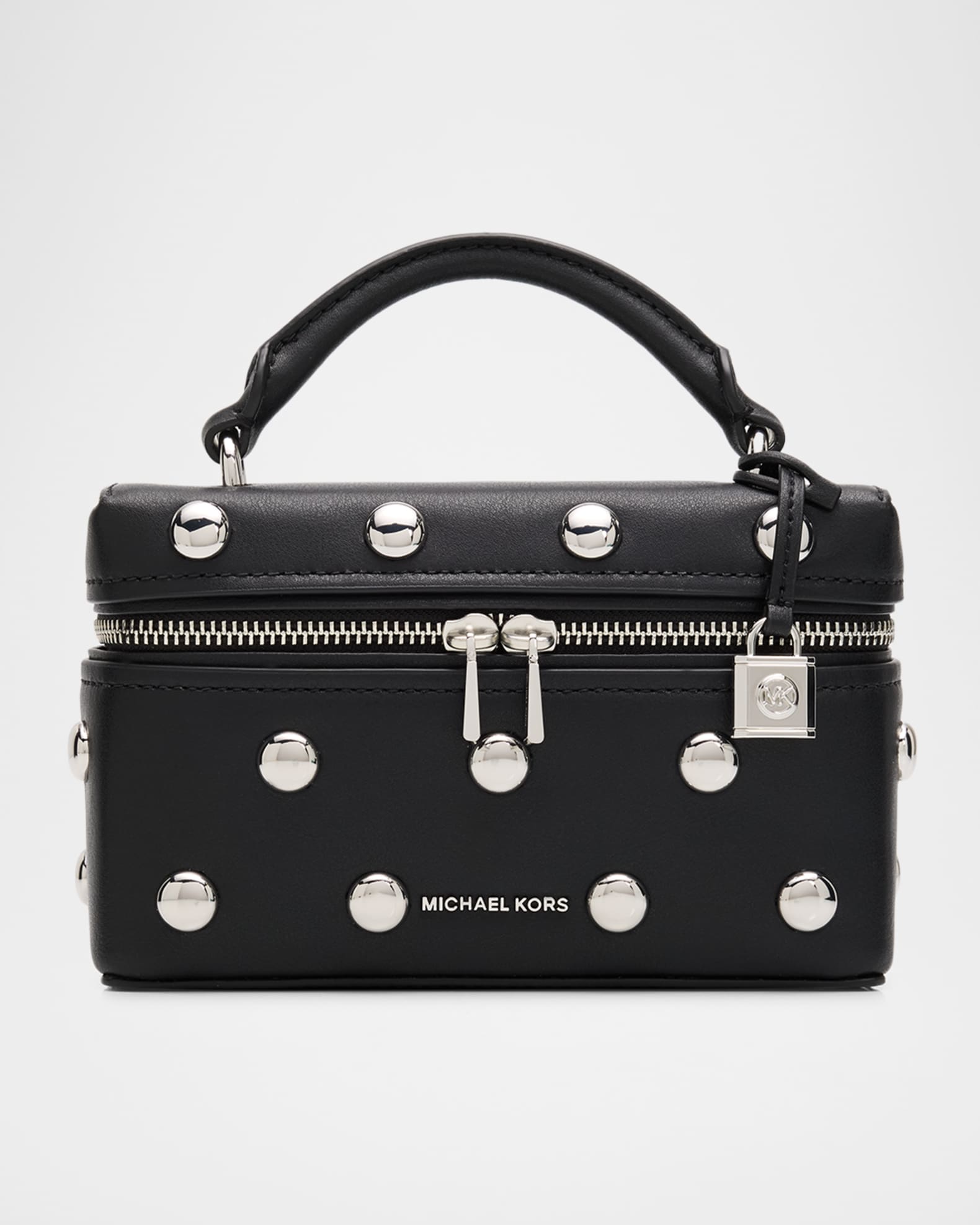 MICHAEL Michael Kors Jana Small Studded Leather Vanity Top-Handle Bag | Neiman Marcus