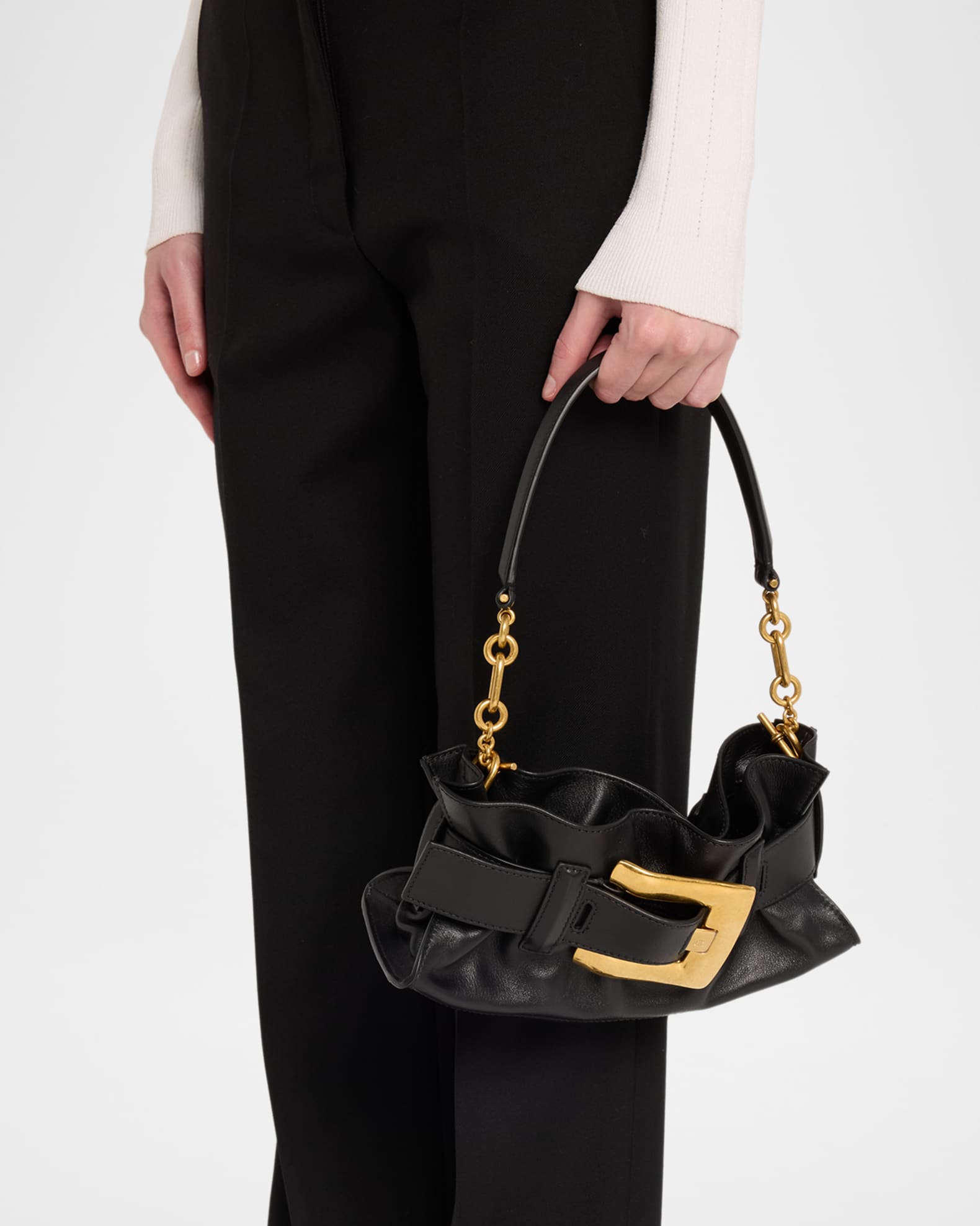 Balmain Anthem Mini Belted Leather Shoulder Bag | Neiman Marcus