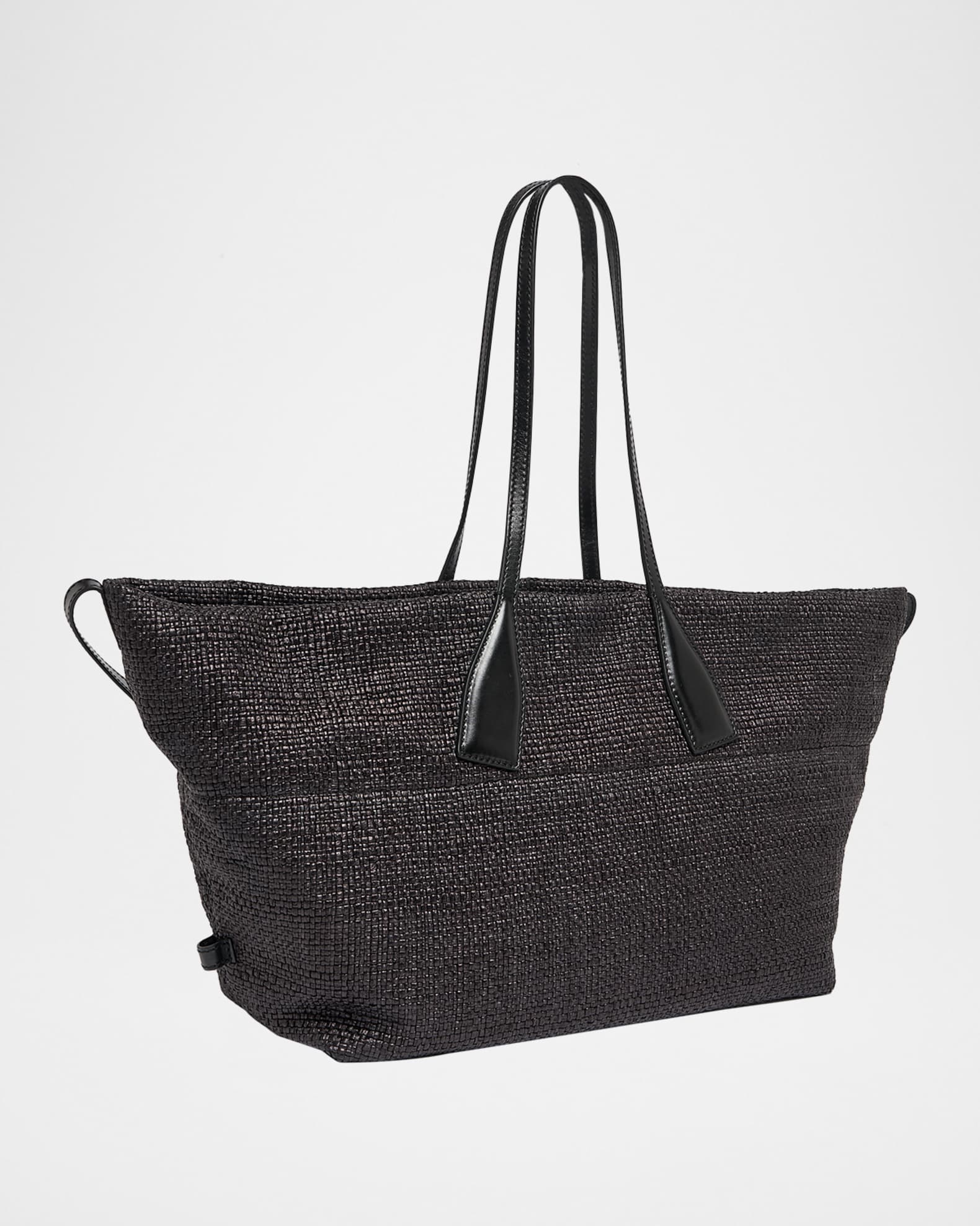 Balmain Track Logo-Embroidered Tote Bag in Raffia | Neiman Marcus