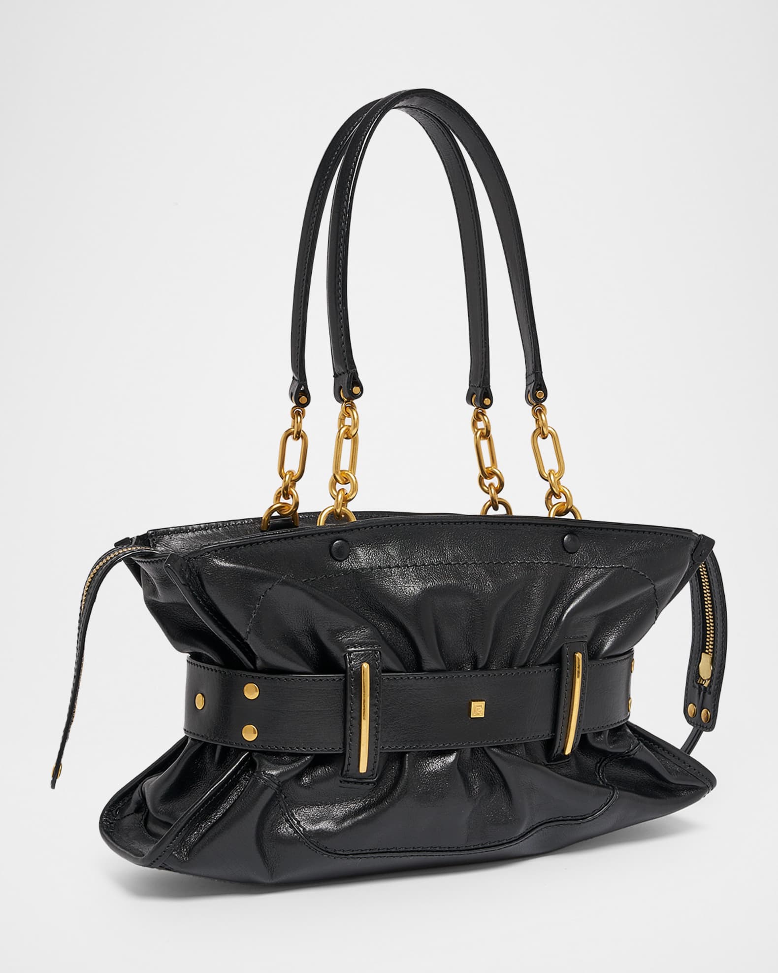 Balmain Anthem Belted Shoulder Bag in Leather | Neiman Marcus