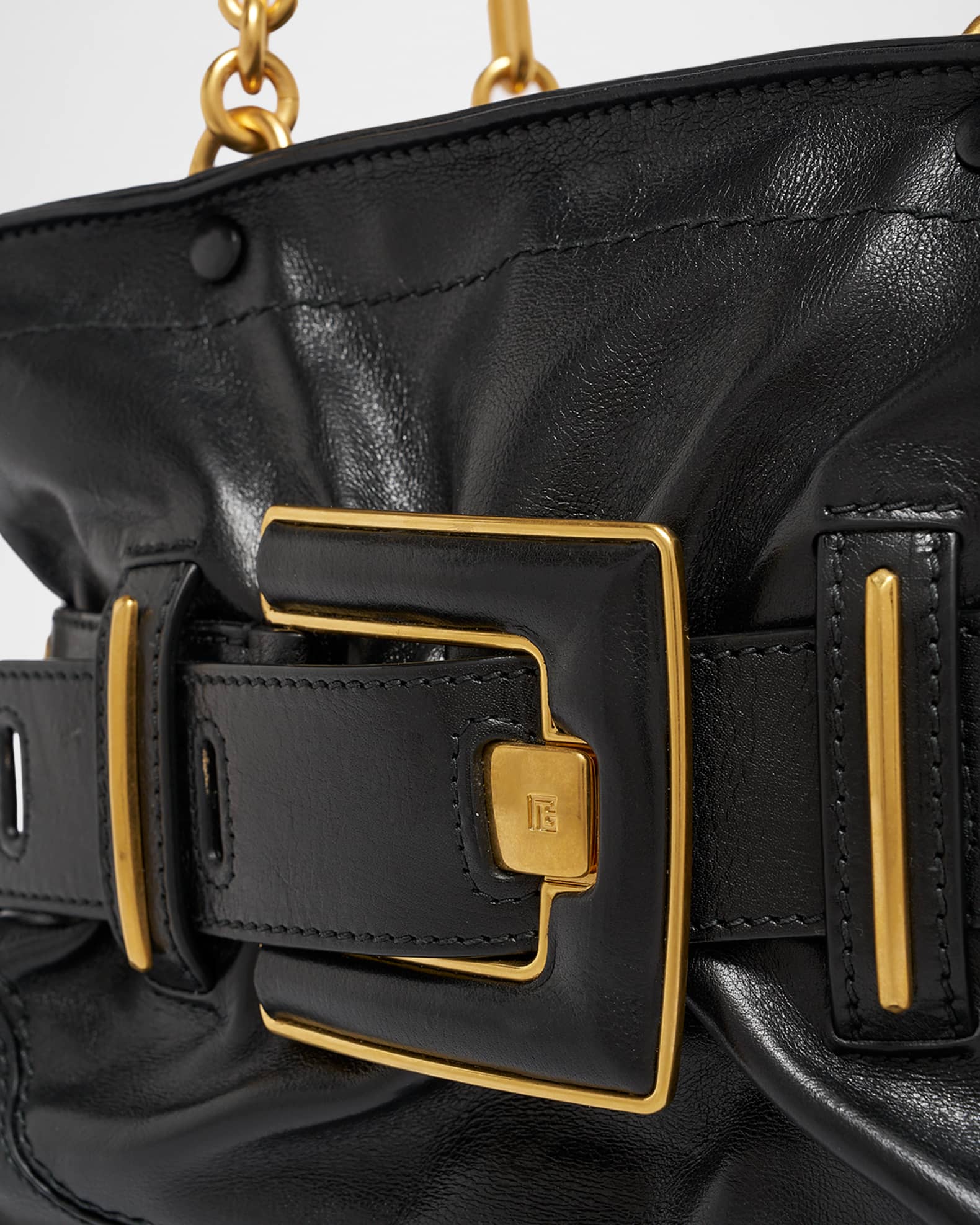 Balmain Anthem Belted Shoulder Bag in Leather | Neiman Marcus