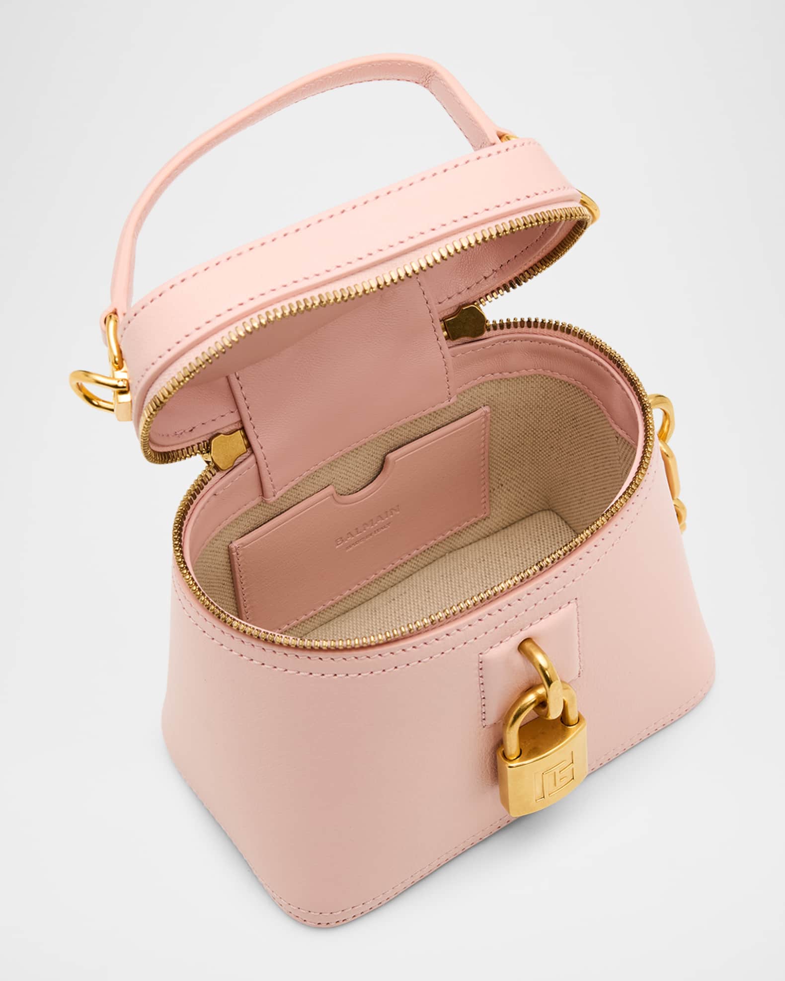 Balmain Pulse Leather Vanity Top Handle Bag | Neiman Marcus