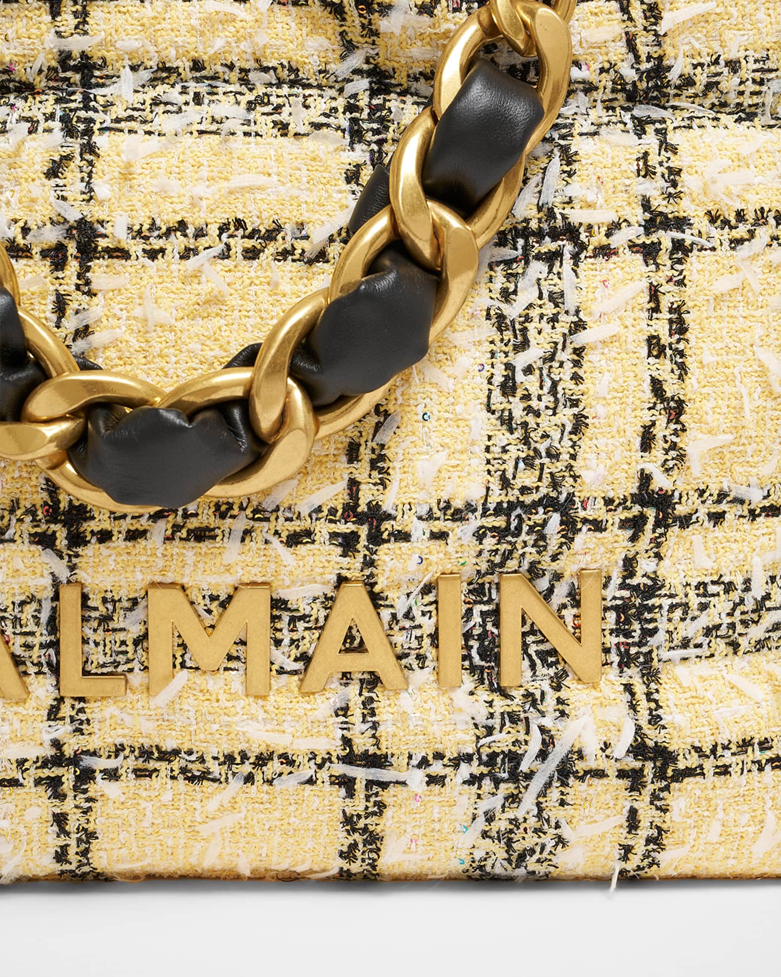 Balmain 1945 Tote Bag in Plaid Tweed | Neiman Marcus