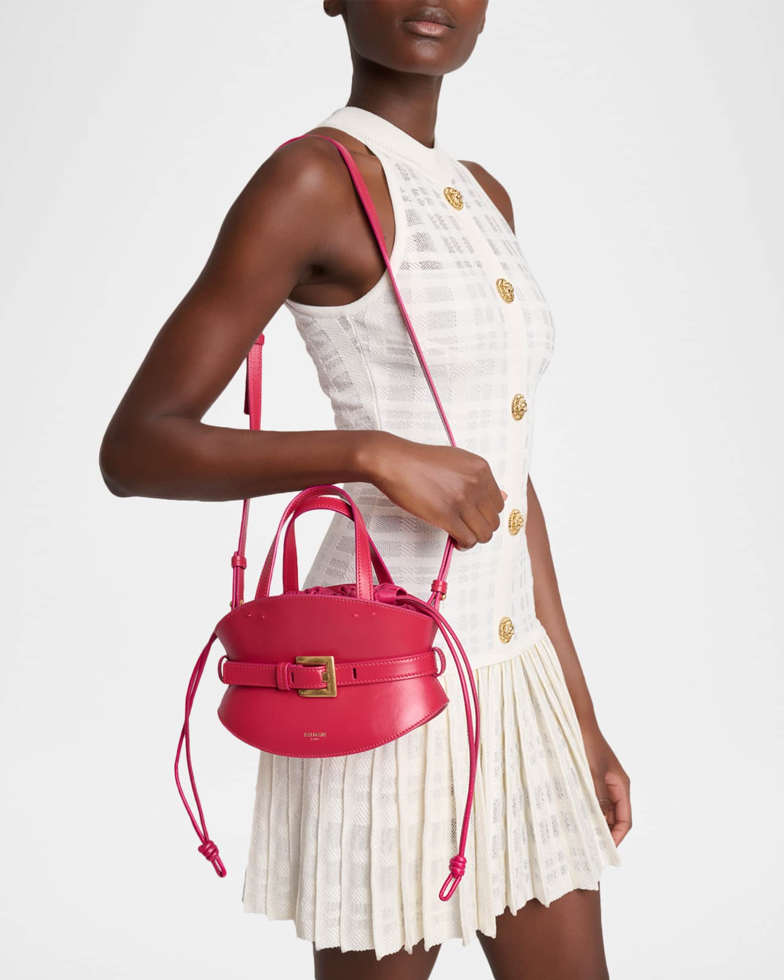 Shuffle Mini Belted Top-Handle Bag in Leather | Neiman Marcus