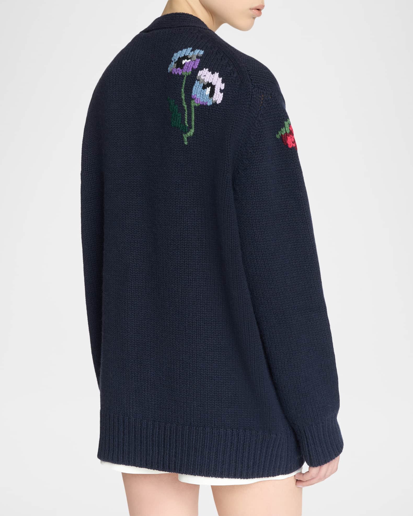 Malo Dalia Embroidered Cashmere V-Neck Cardigan | Neiman Marcus