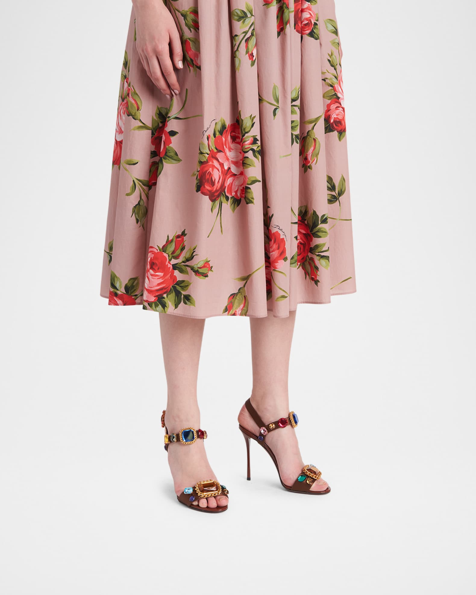 Dolce&Gabbana 105mm Stone Embellished Satin Sandals | Neiman Marcus