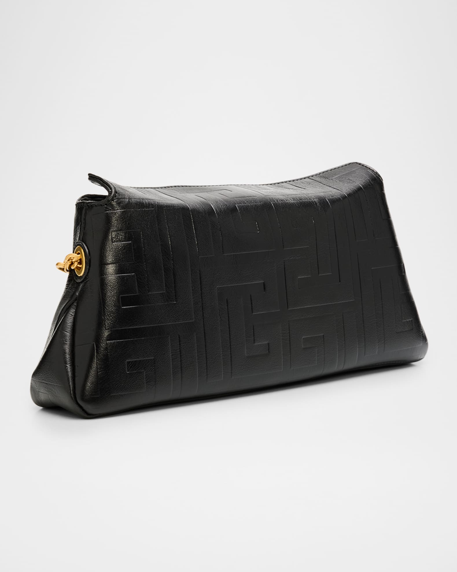 Balmain 1945 Soft Clutch Bag in Monogram Leather | Neiman Marcus