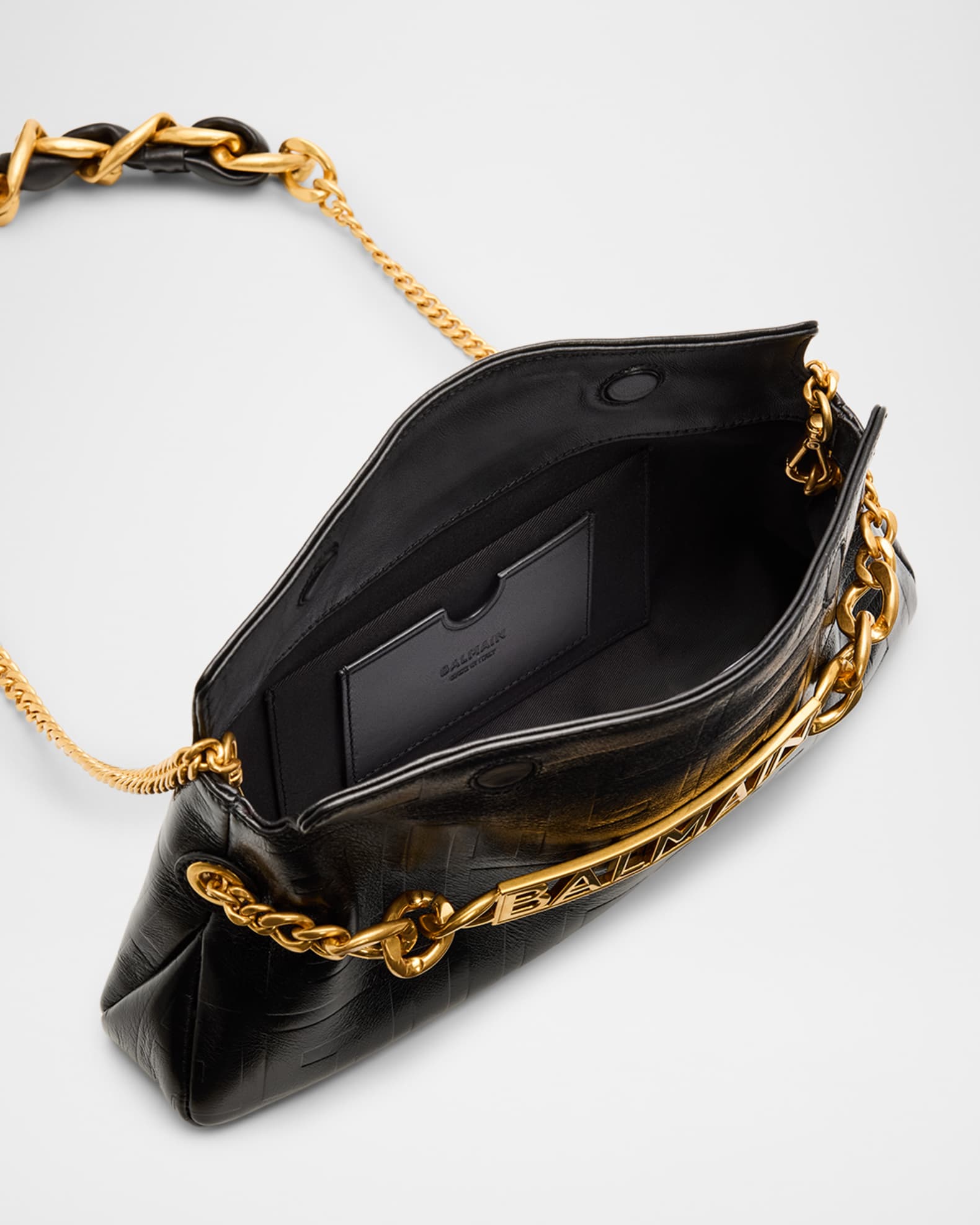 Balmain 1945 Soft Clutch Bag in Monogram Leather | Neiman Marcus