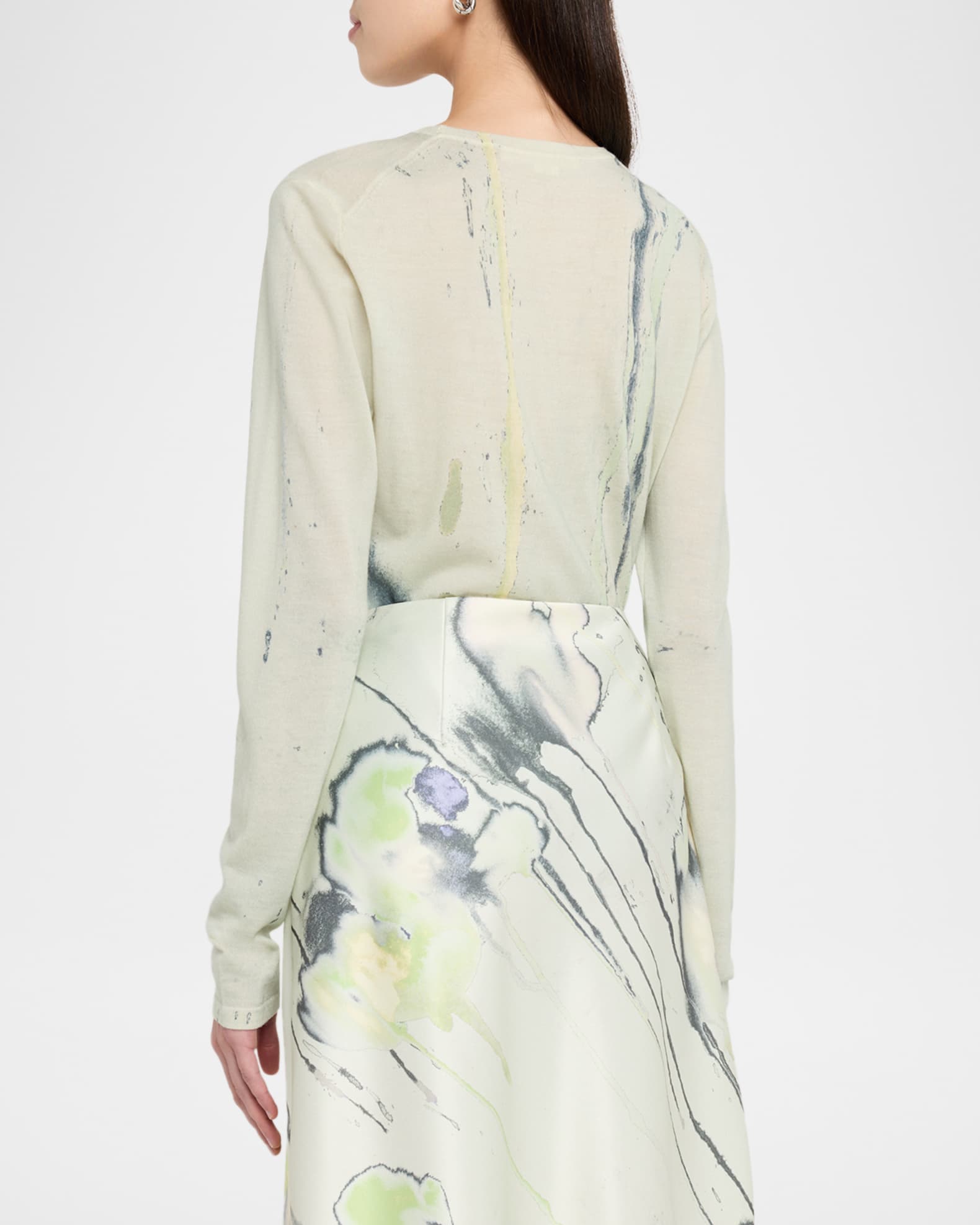 Jason Wu Collection Watercolor-Print Merino Wool Sweater | Neiman Marcus