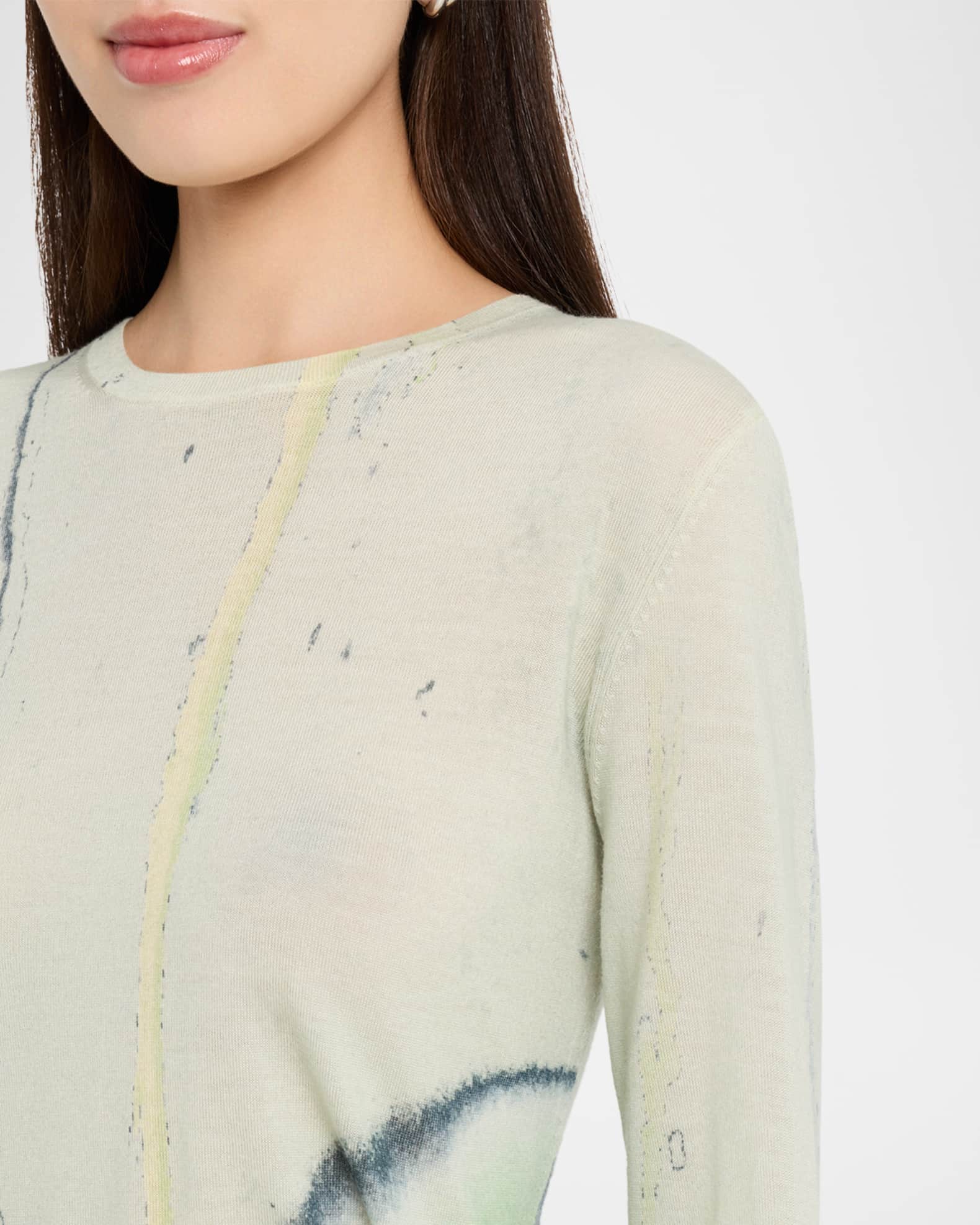 Jason Wu Collection Watercolor-Print Merino Wool Sweater | Neiman Marcus