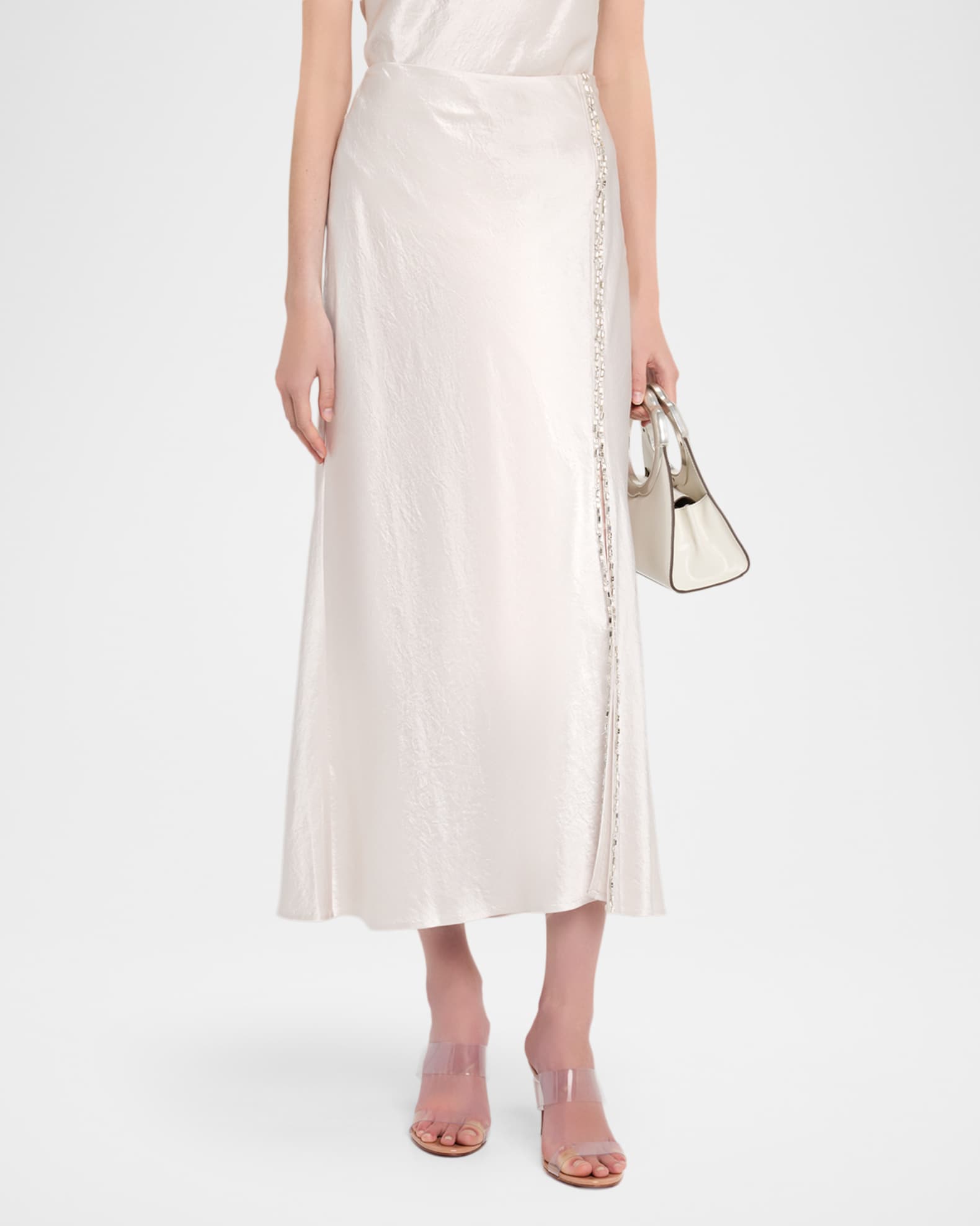 Jason Wu Collection Crystal-Trim Washed Twill Bias Midi Skirt | Neiman ...