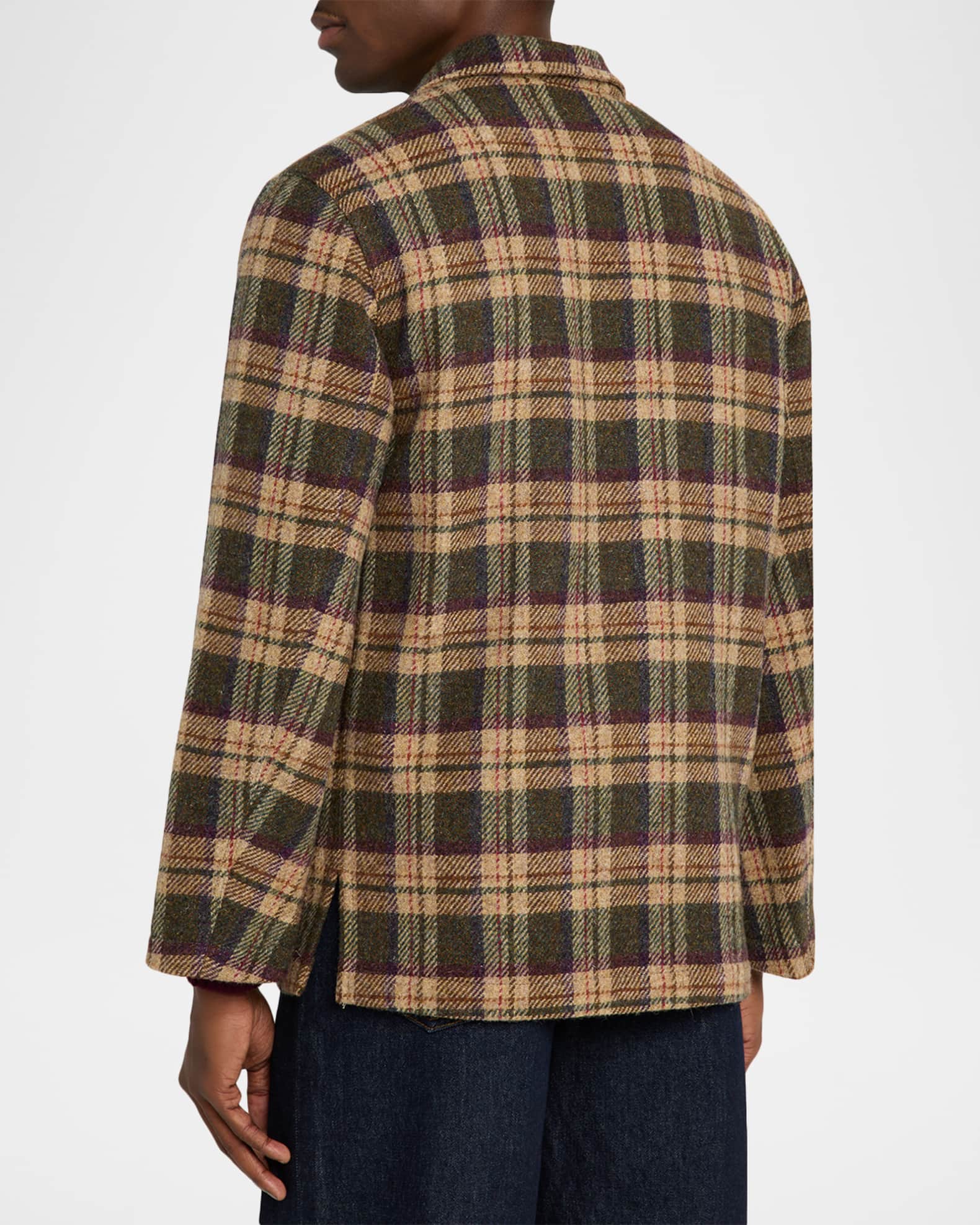 Anderson & Sheppard Men's Woollen Tartan Overshirt | Neiman Marcus