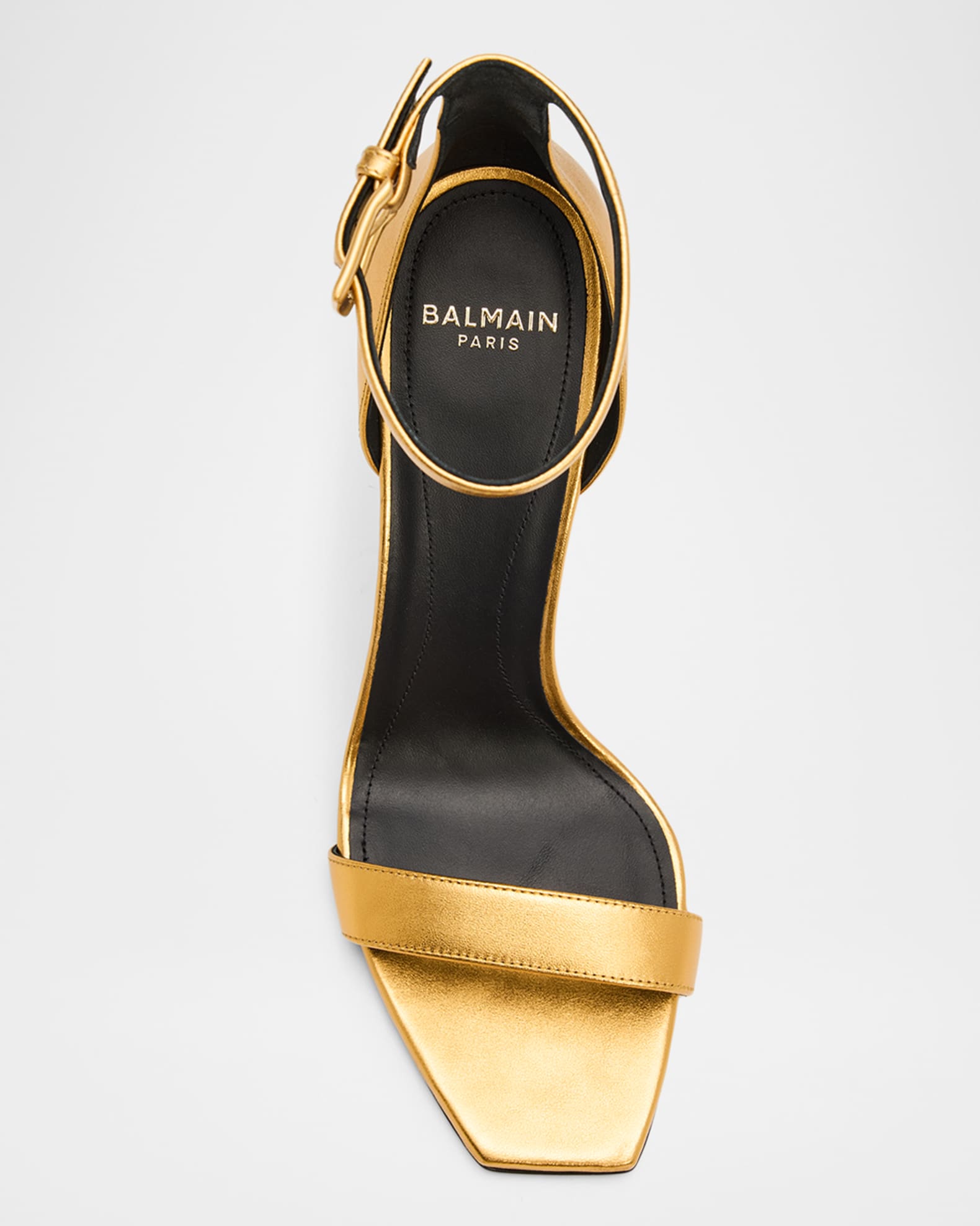 Balmain 100mm Anthem Metallic Leather Sandals | Neiman Marcus