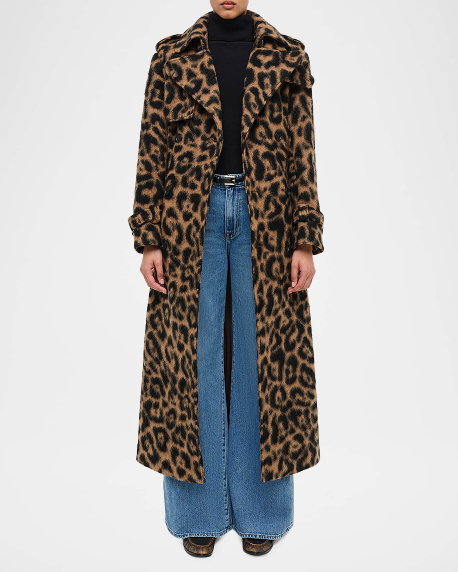 SIMKHAI Rumi Belted Leopard Trench Coat | Neiman Marcus