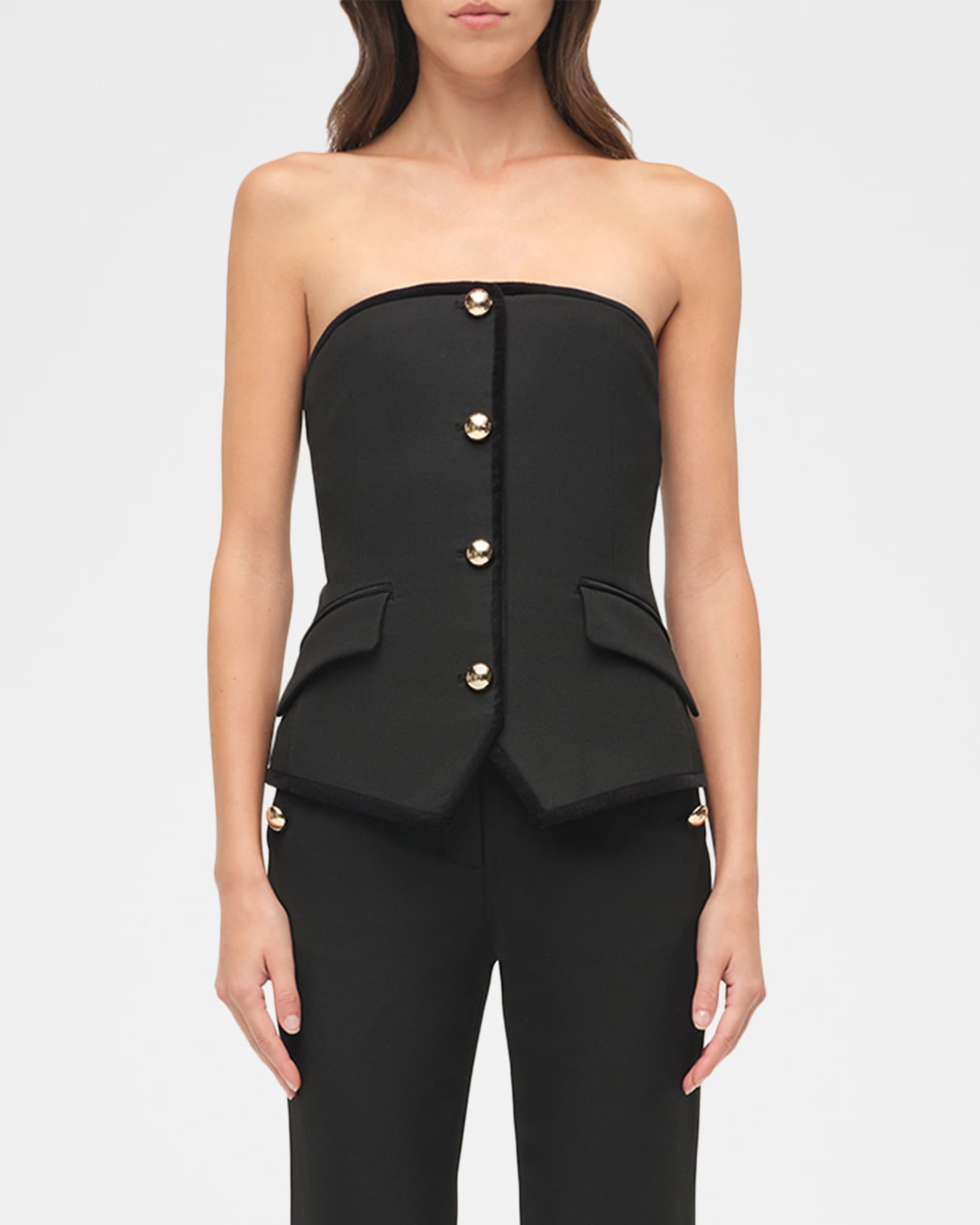 SIMKHAI Cambrie Button-Front Bustier Top | Neiman Marcus