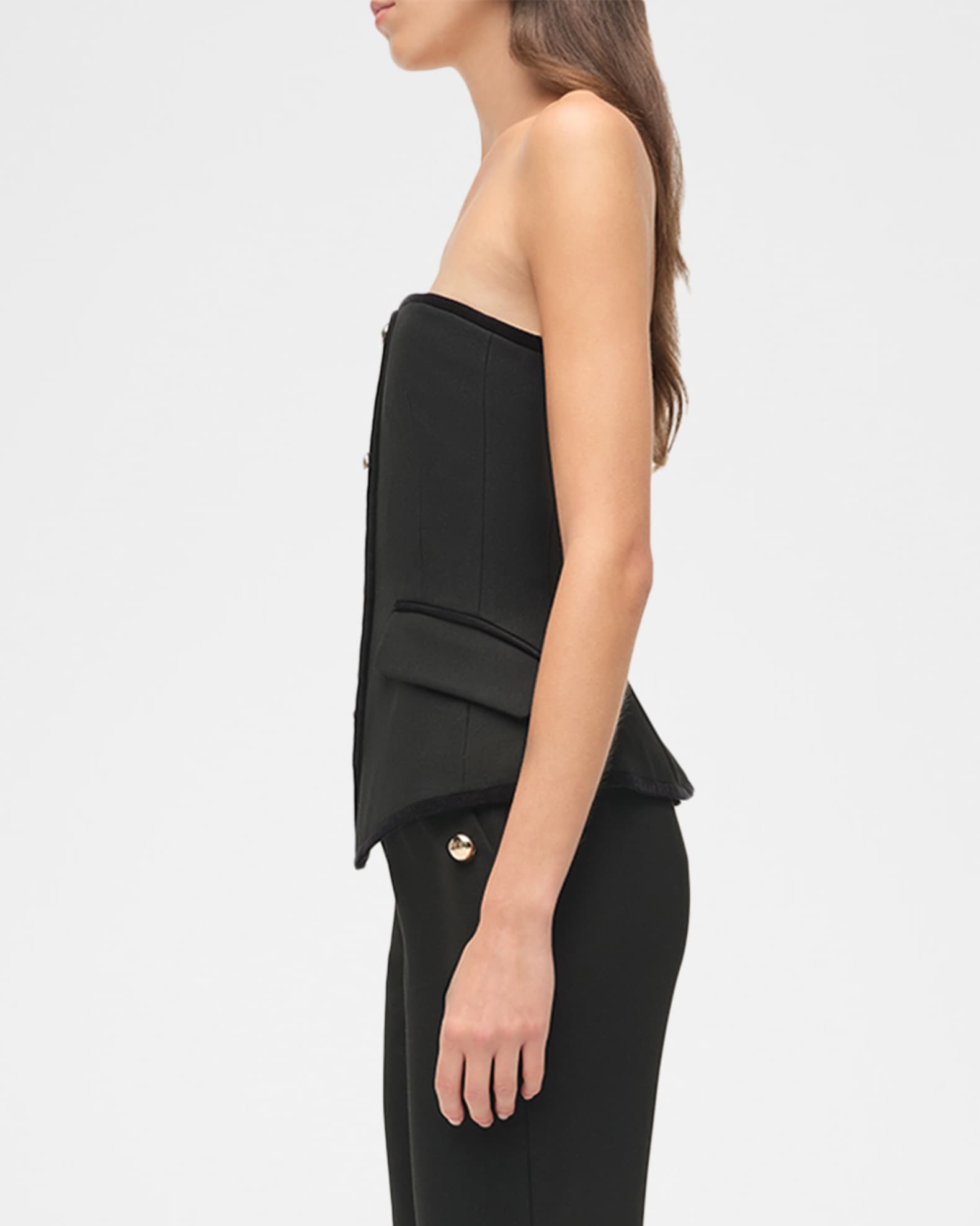 SIMKHAI Cambrie Button-Front Bustier Top | Neiman Marcus