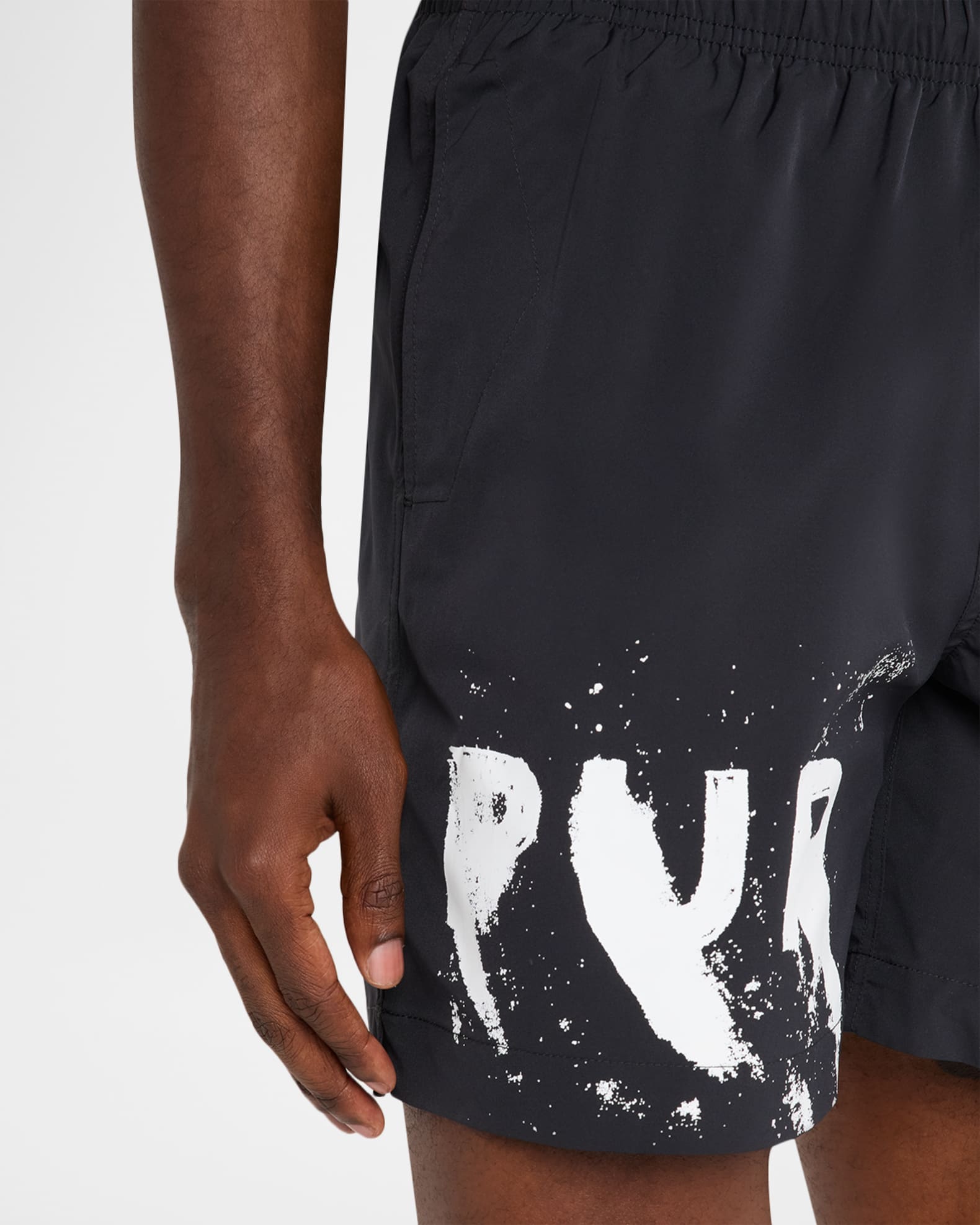 PURPLE Men's Wordmark Logo Swim Shorts | Neiman Marcus