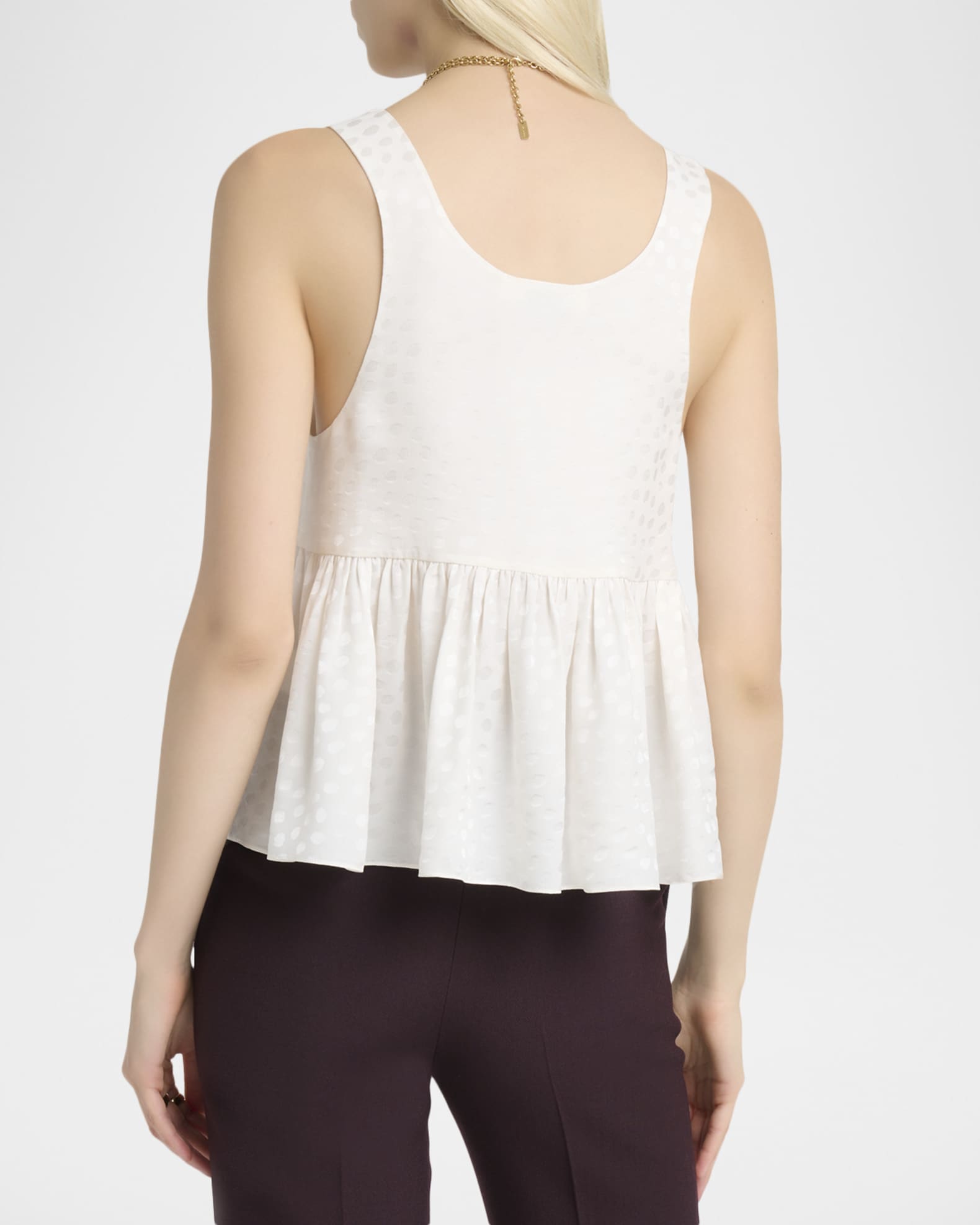 Chloe Dot Silk Jacquard Sleeveless Peplum Blouse | Neiman Marcus