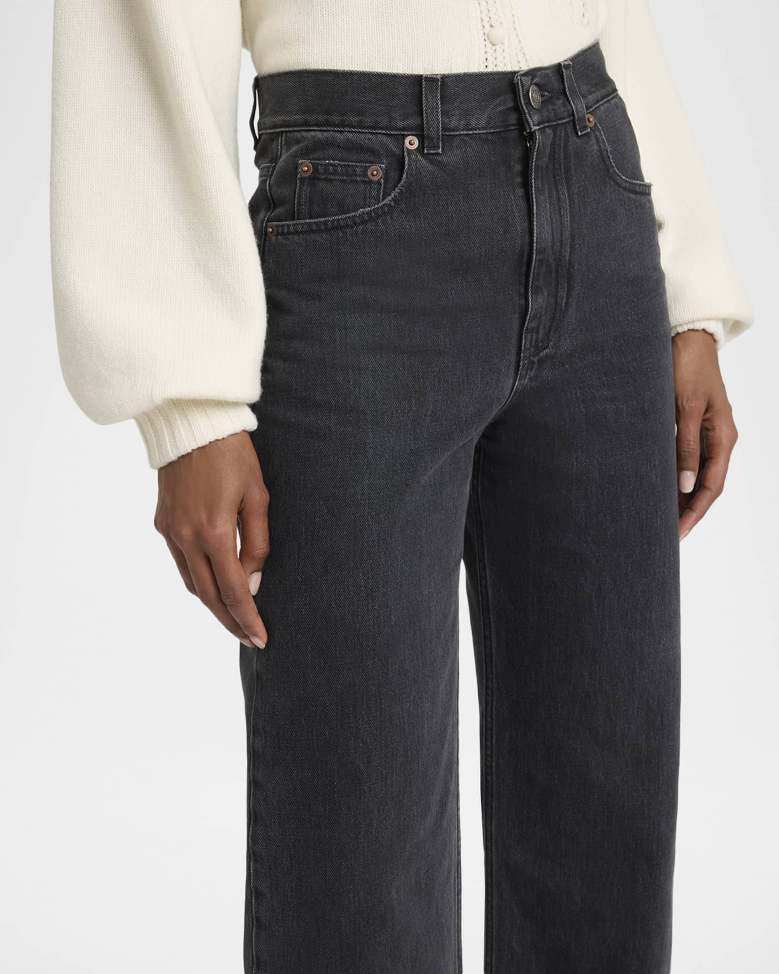 Chloe High-Rise Straight-Leg Crop Denim Trousers | Neiman Marcus