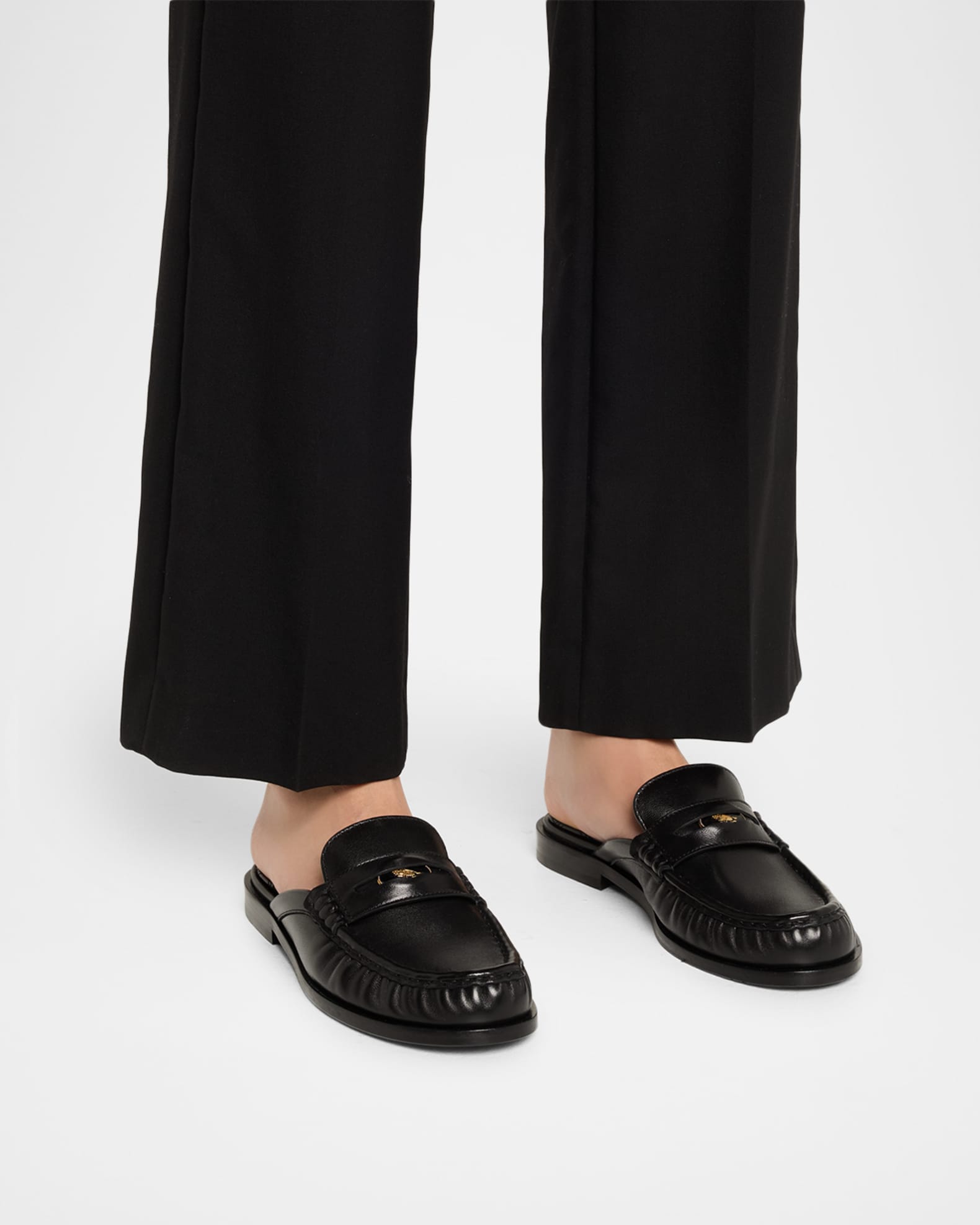 Burberry Cadet Leather Mules | Neiman Marcus