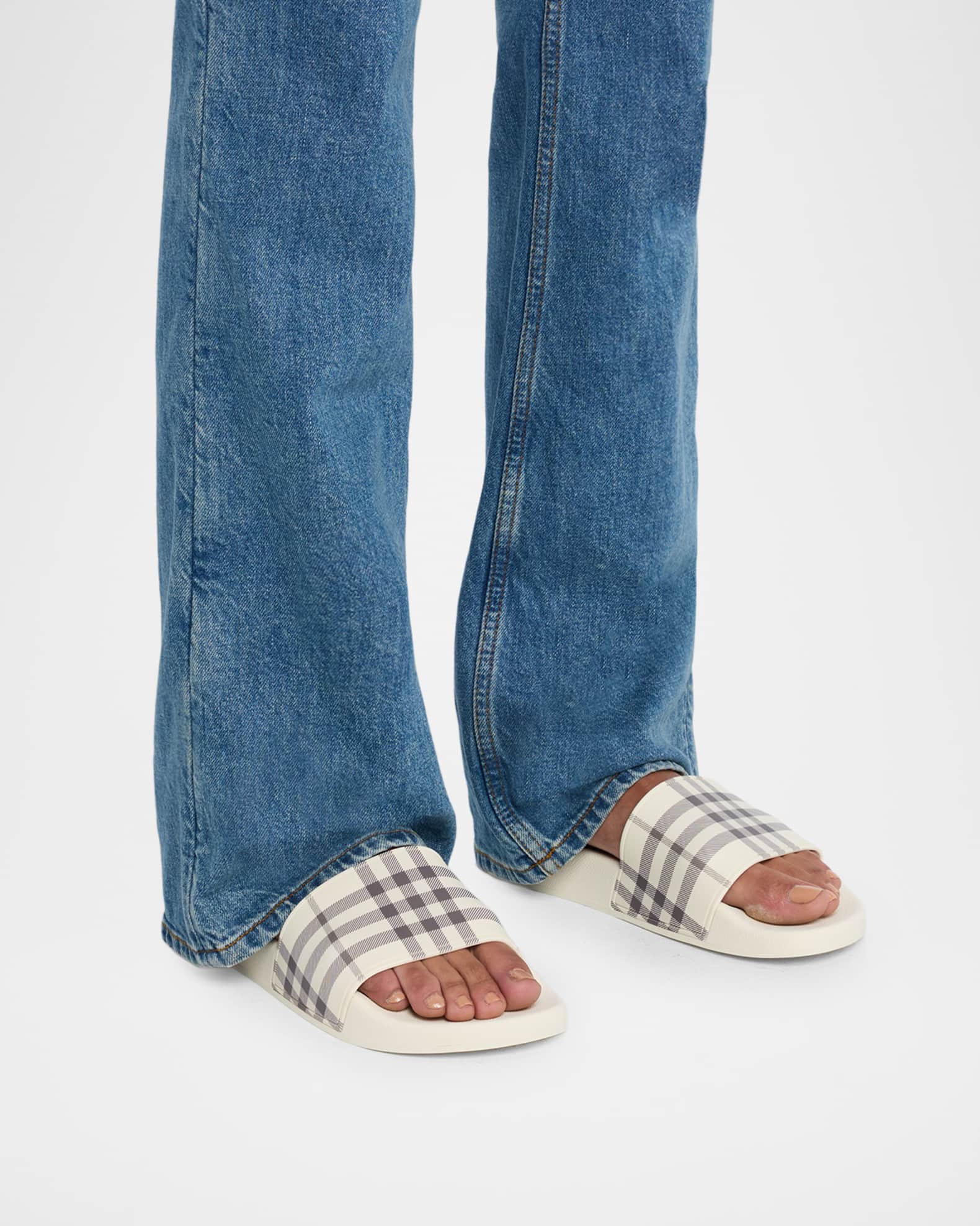 Burberry Furley Check Slides | Neiman Marcus
