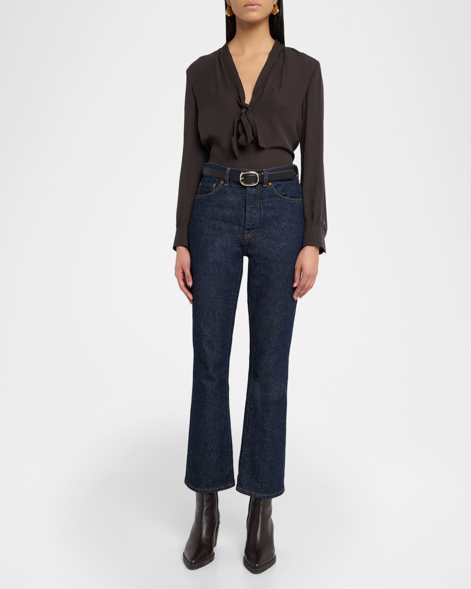Nili Lotan Janese Scarf-Neck Silk Blouse | Neiman Marcus