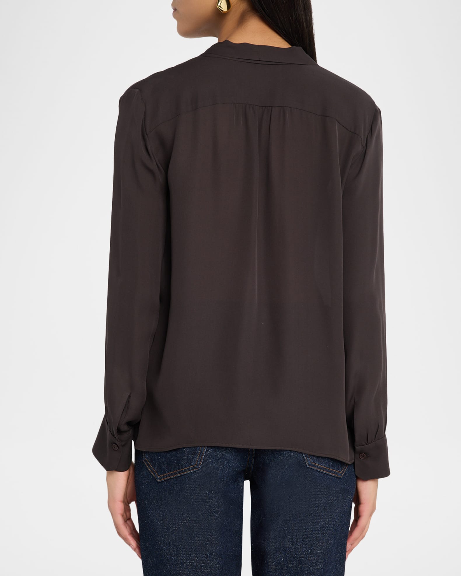 Nili Lotan Janese Scarf-Neck Silk Blouse | Neiman Marcus
