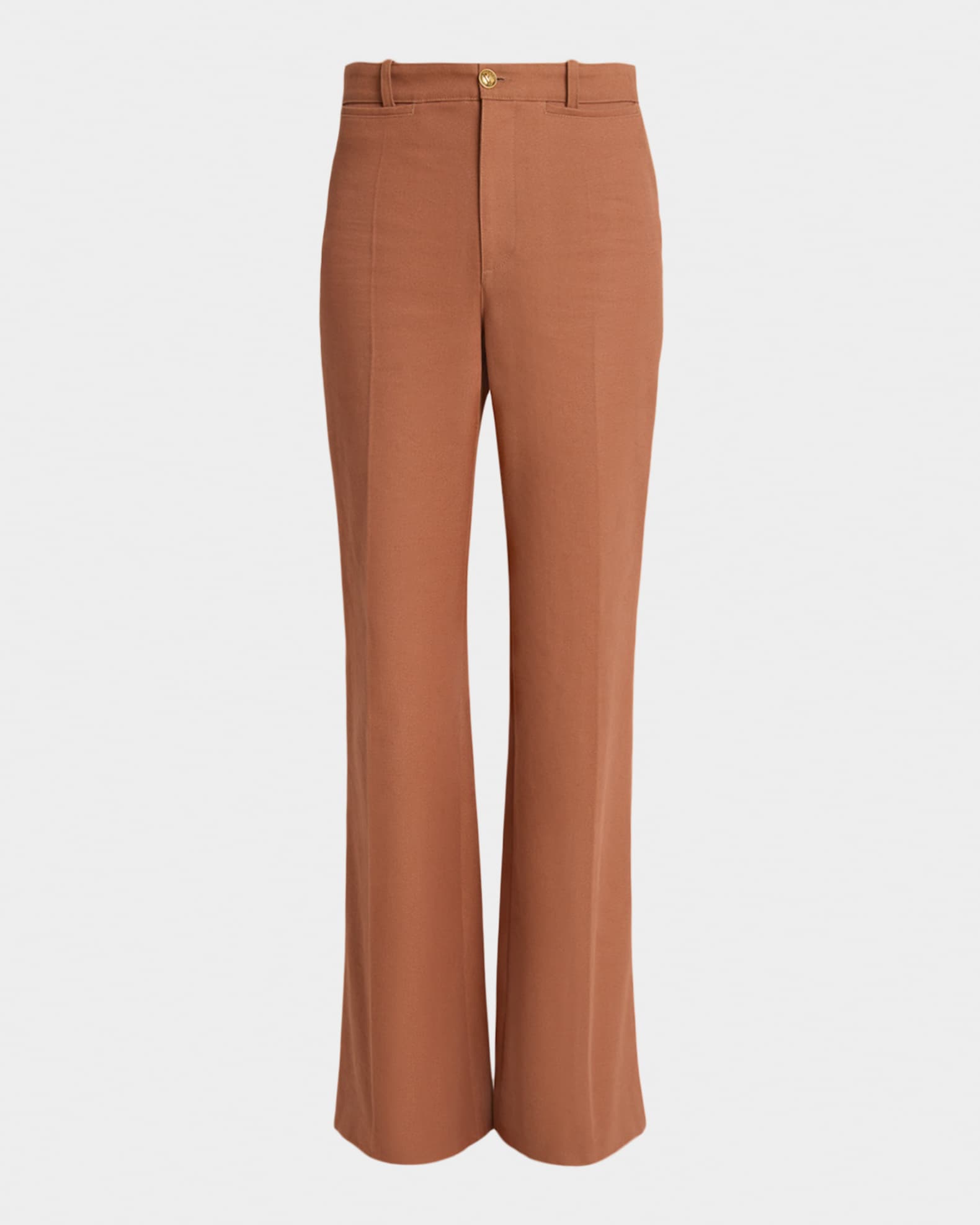 Chloe Mid-Rise Organic Cotton Canvas Flare Pants | Neiman Marcus