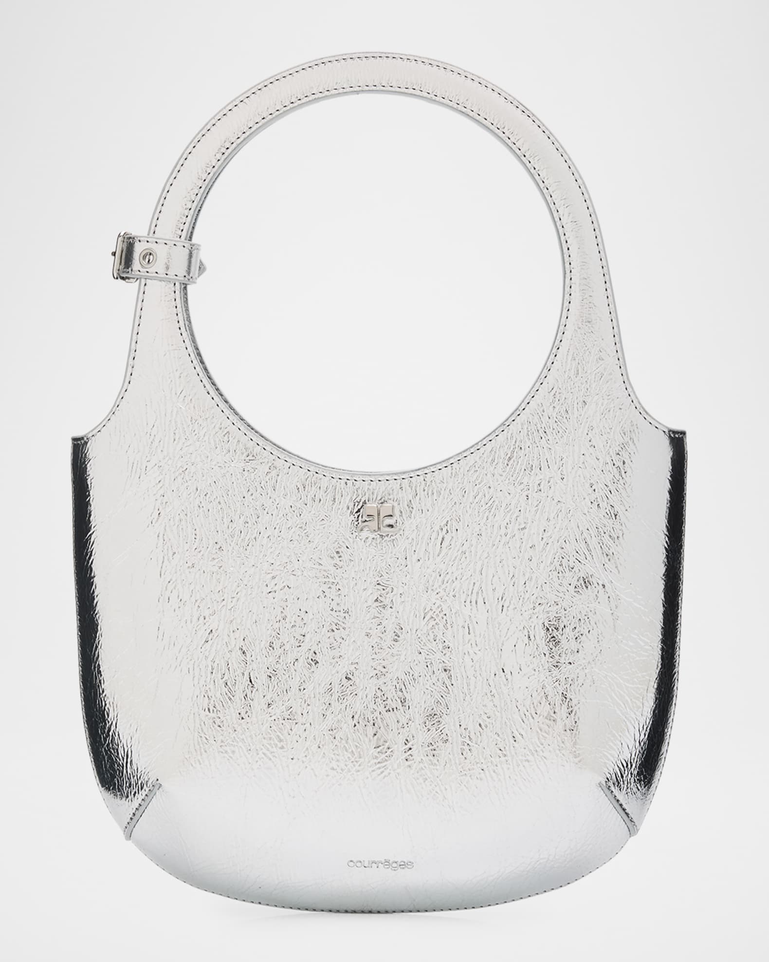 Courreges Holy Metallic Leather Top-Handle Bag | Neiman Marcus
