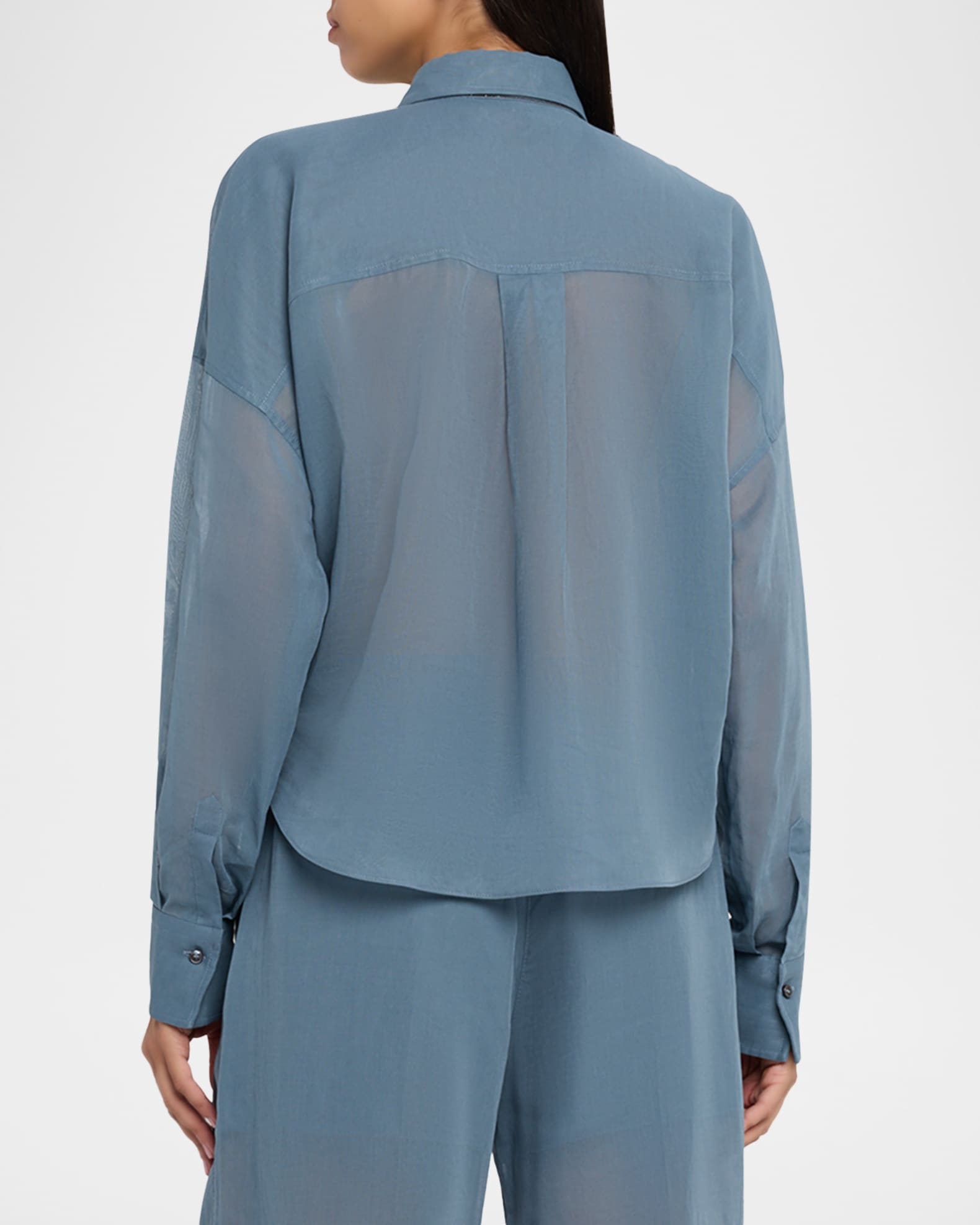 Brunello Cucinelli Twisted Sheer Cotton Button-Down Shirt | Neiman Marcus