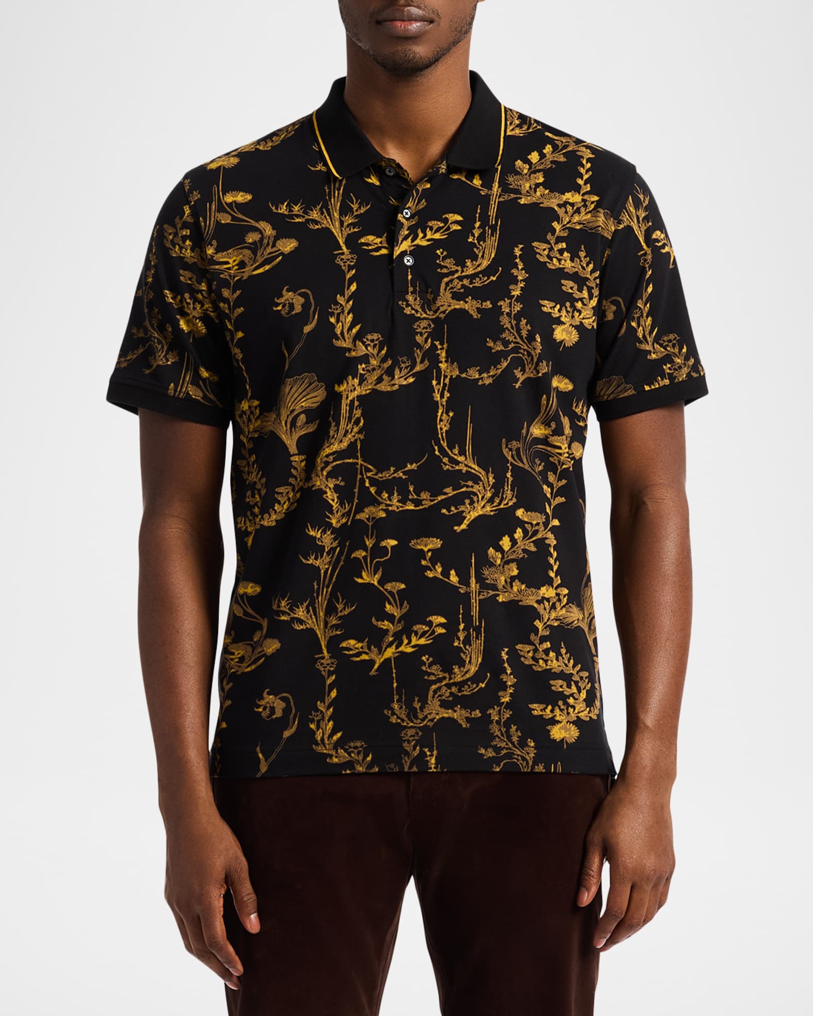 Robert Graham Men's Vakos Floral Cotton Polo Shirt | Neiman Marcus