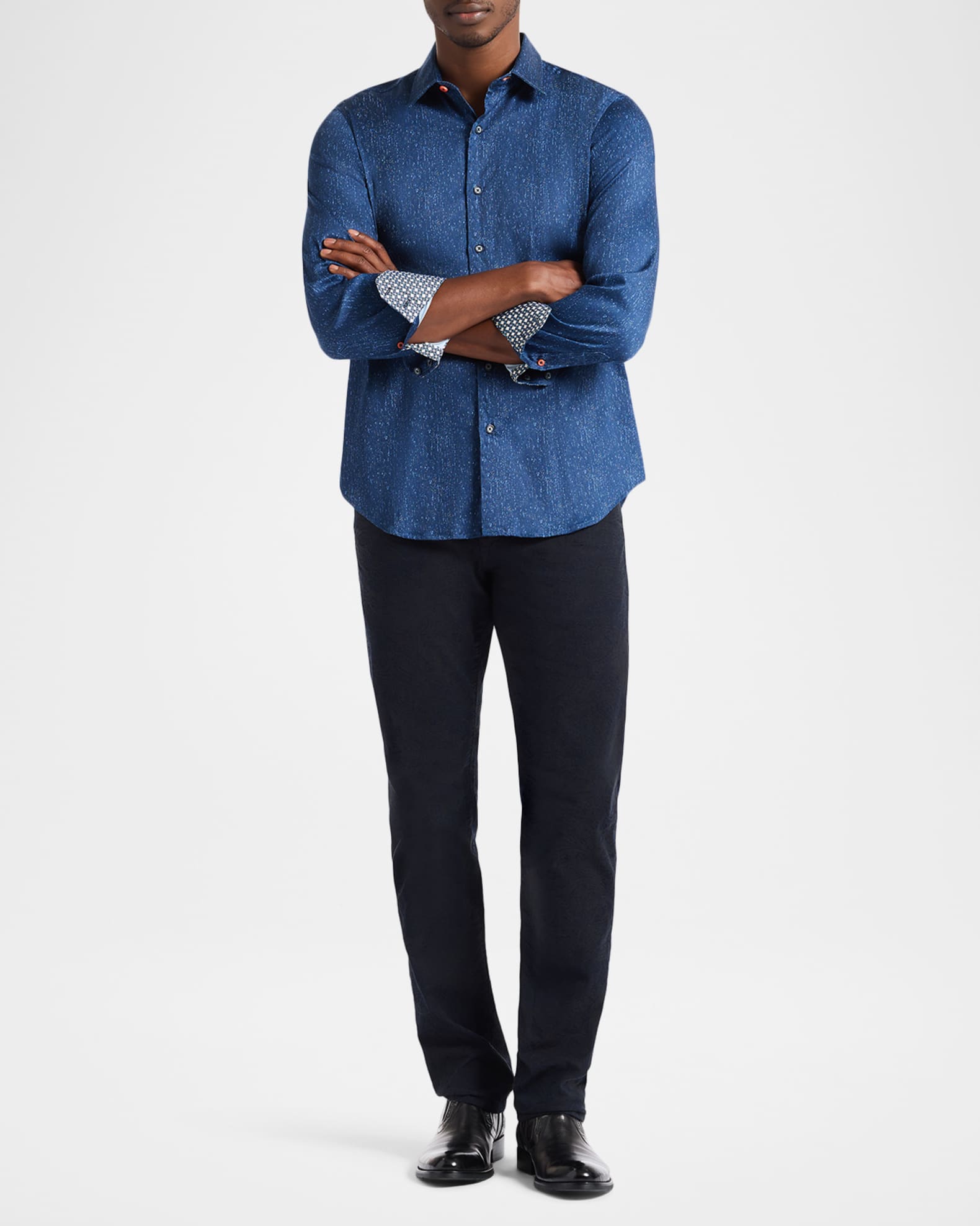 Robert Graham Men's Beekman Texture Print Button-Down Shirt | Neiman Marcus