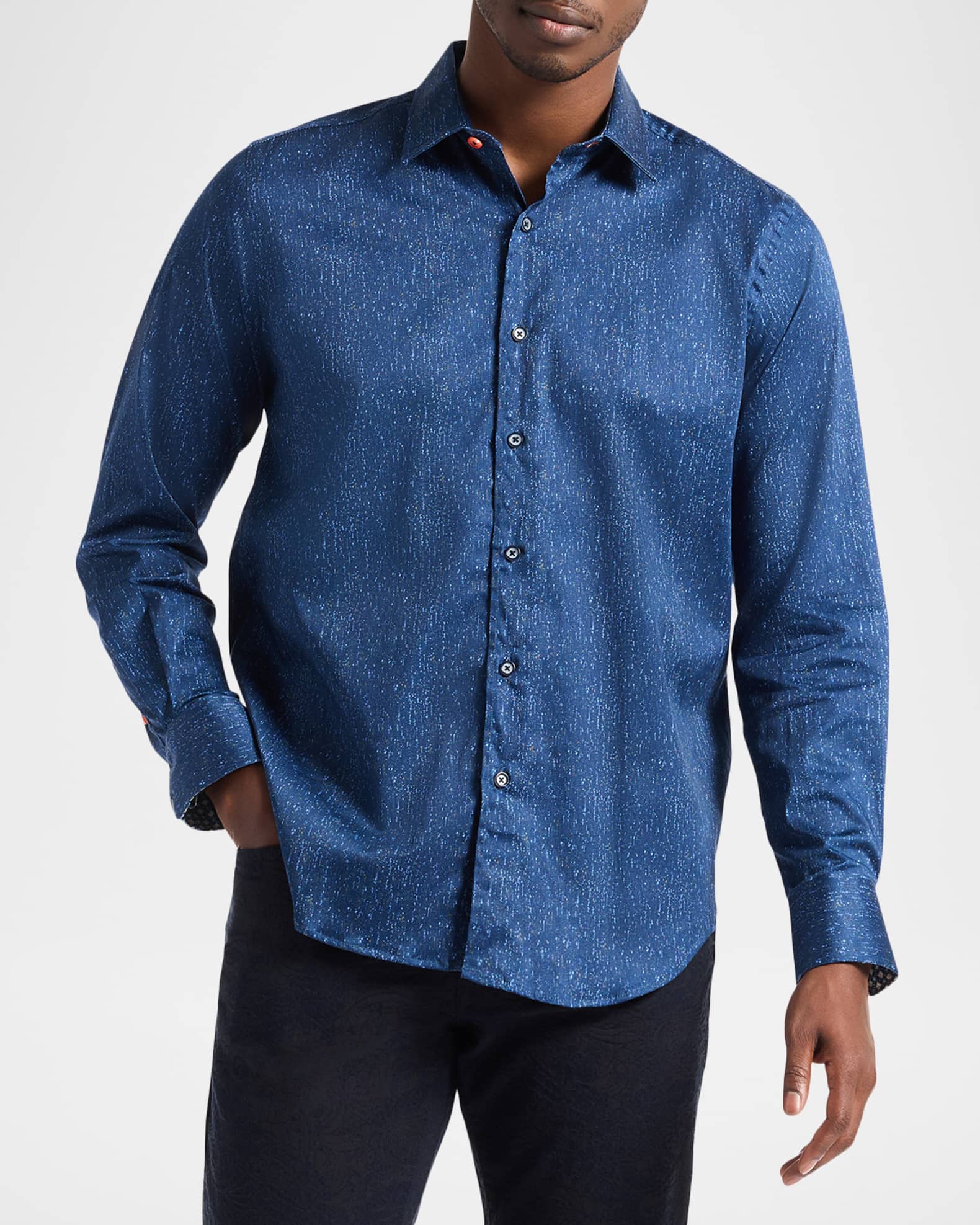 Robert Graham Men's Beekman Texture Print Button-Down Shirt | Neiman Marcus