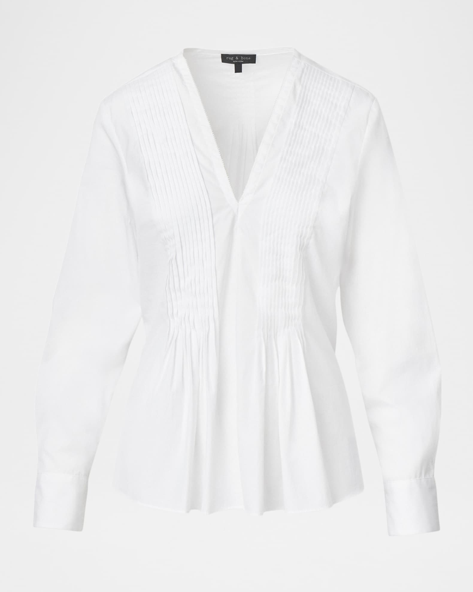 Rag & Bone Asher Pleated Long-Sleeve Blouse | Neiman Marcus