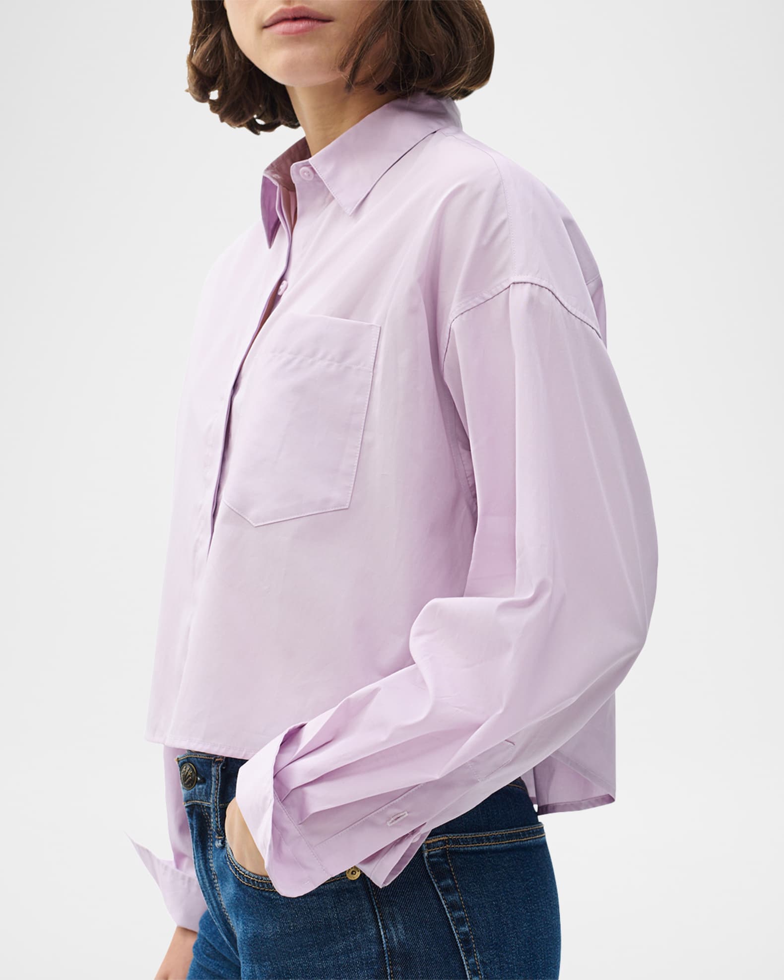 Rag & Bone Marin Cropped Long-Sleeve Shirt | Neiman Marcus