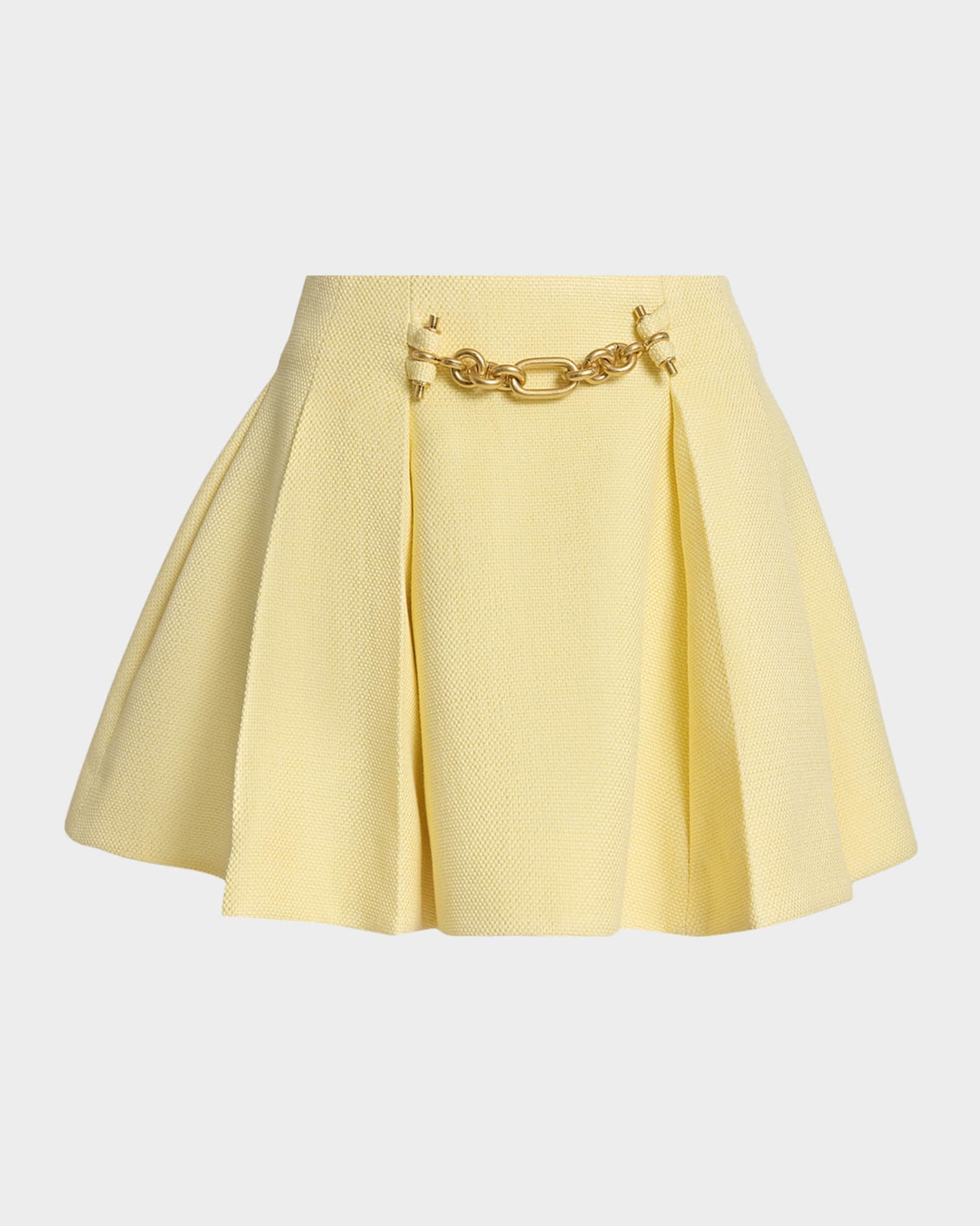 Balmain Chain Pleated Natte Mini Skirt | Neiman Marcus
