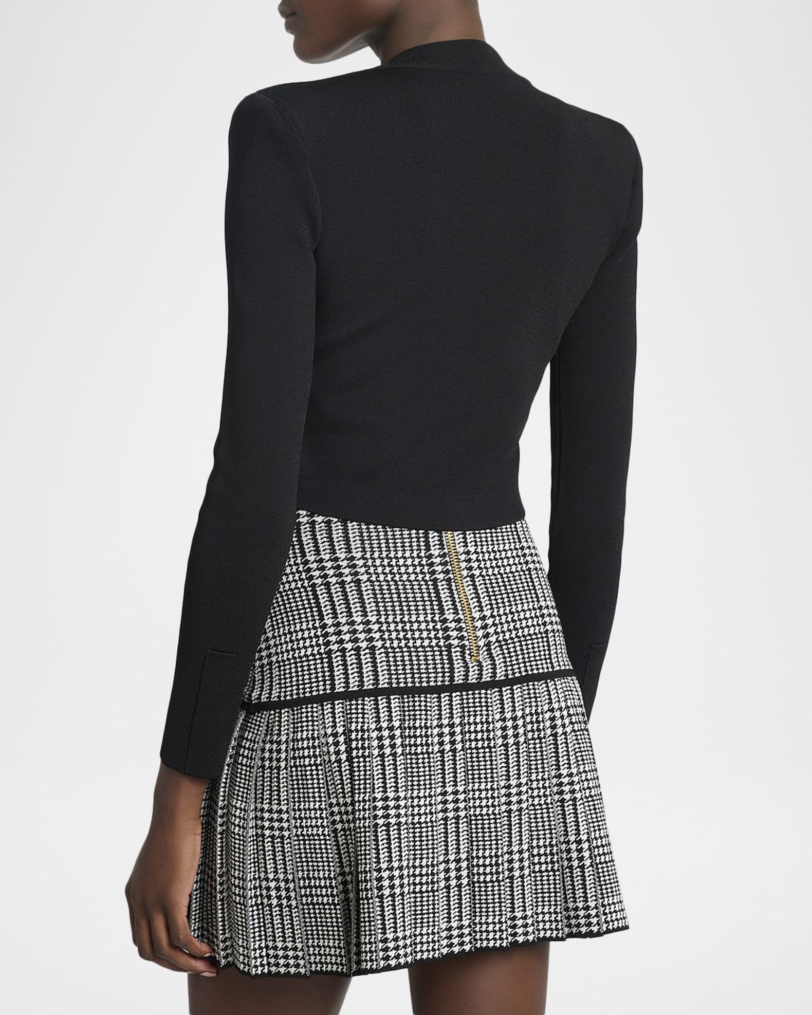 Balmain Buttoned Strong-Shoulder Knit Crop Jacket | Neiman Marcus